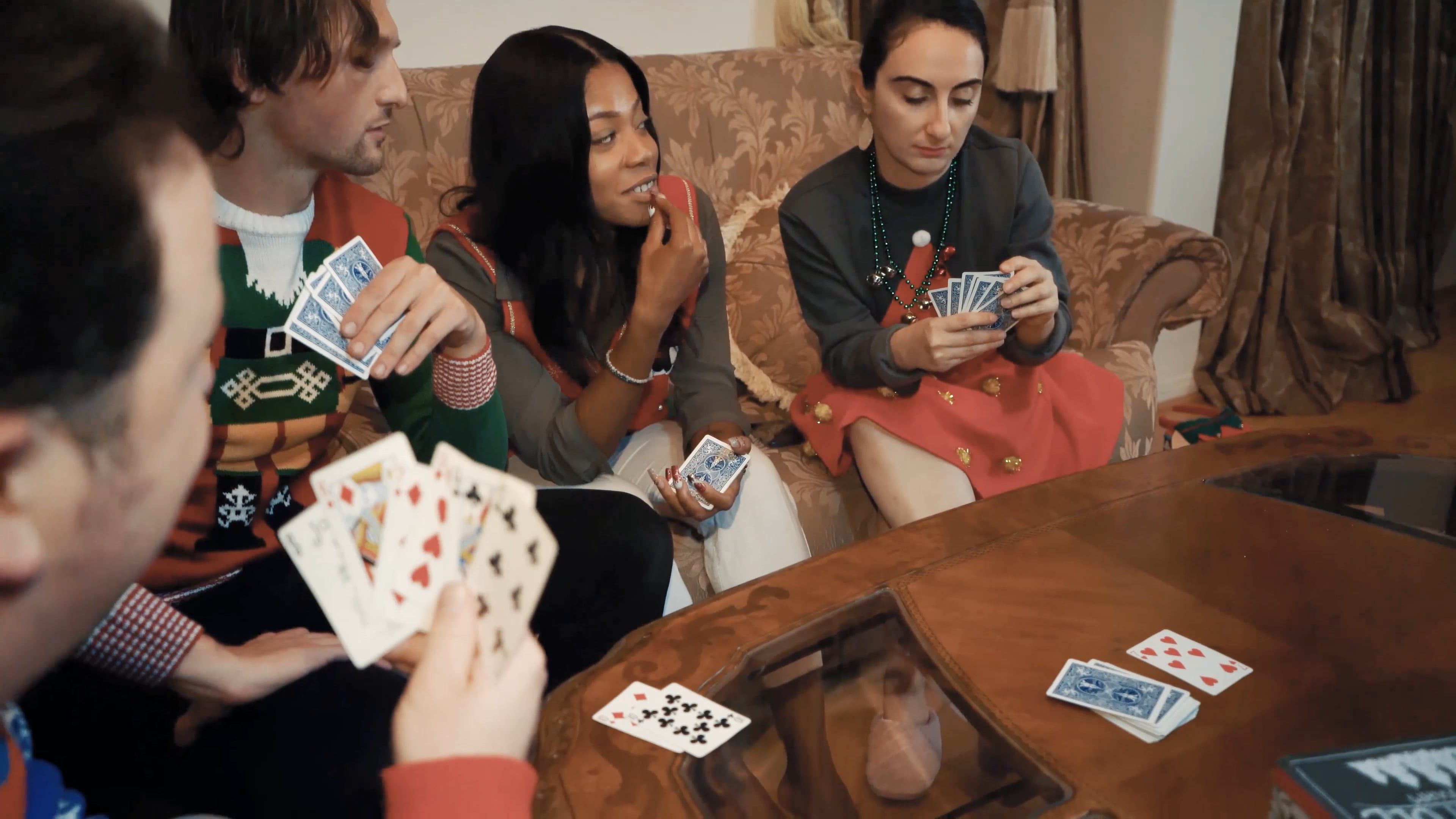 People Playing Card Game in the Living Room Free Stock Video Footage ...