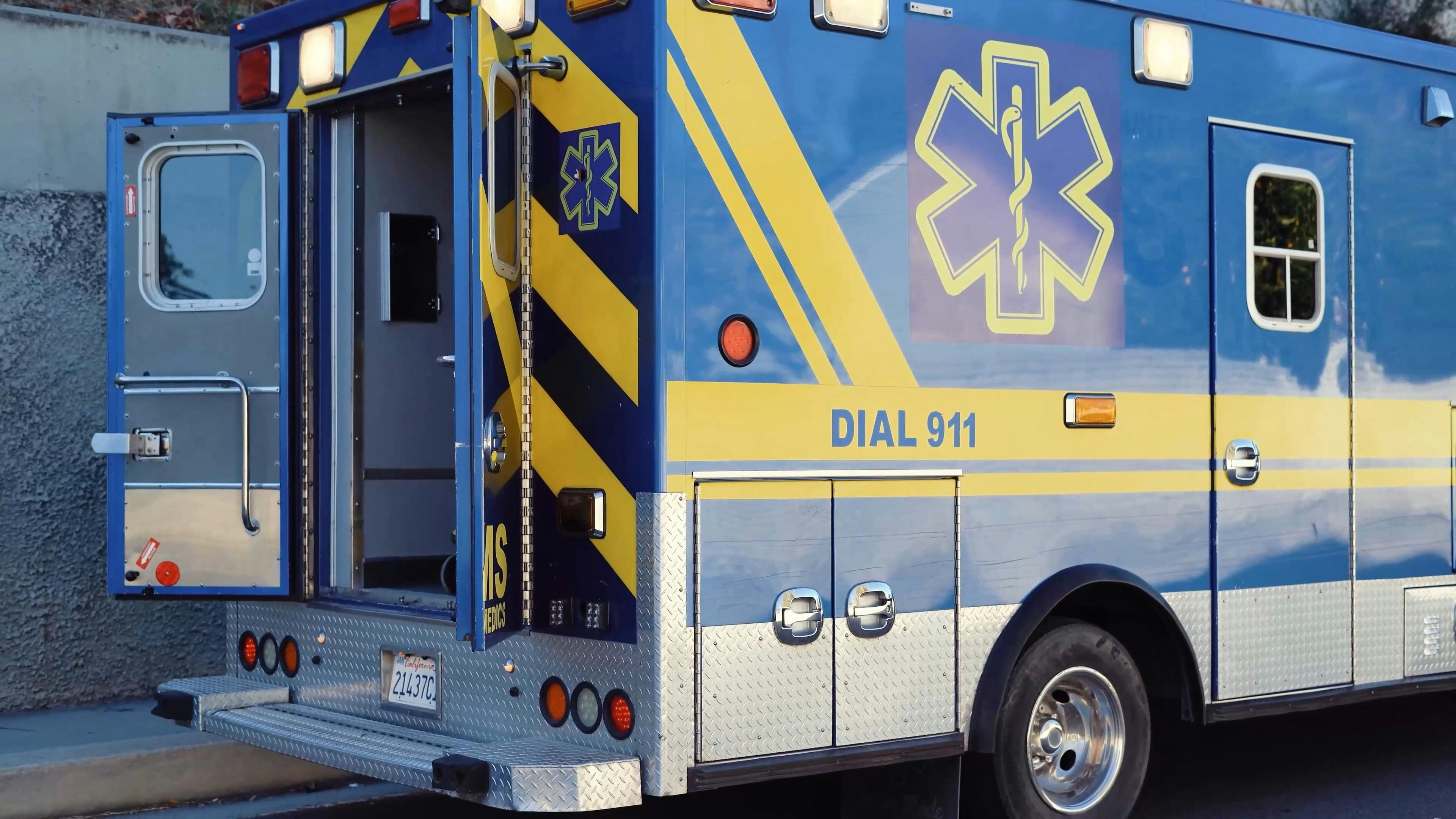 Parked Blue Ambulance · Free Stock Video