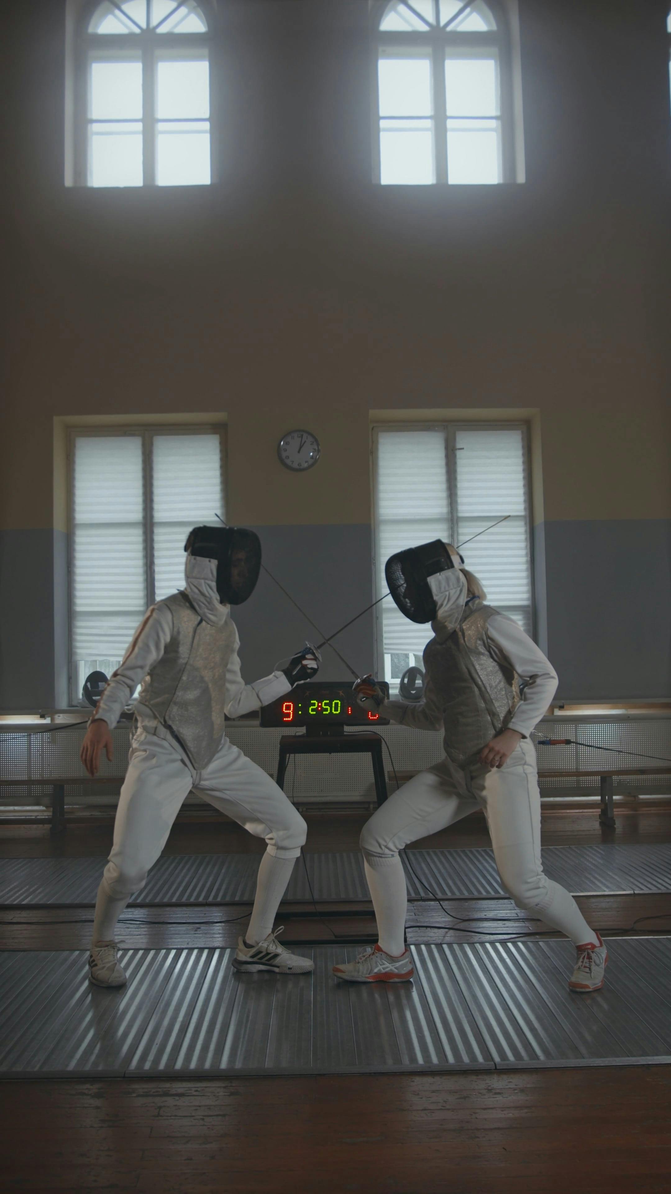 Two Fencers Posing for the Camera · Free Stock Video