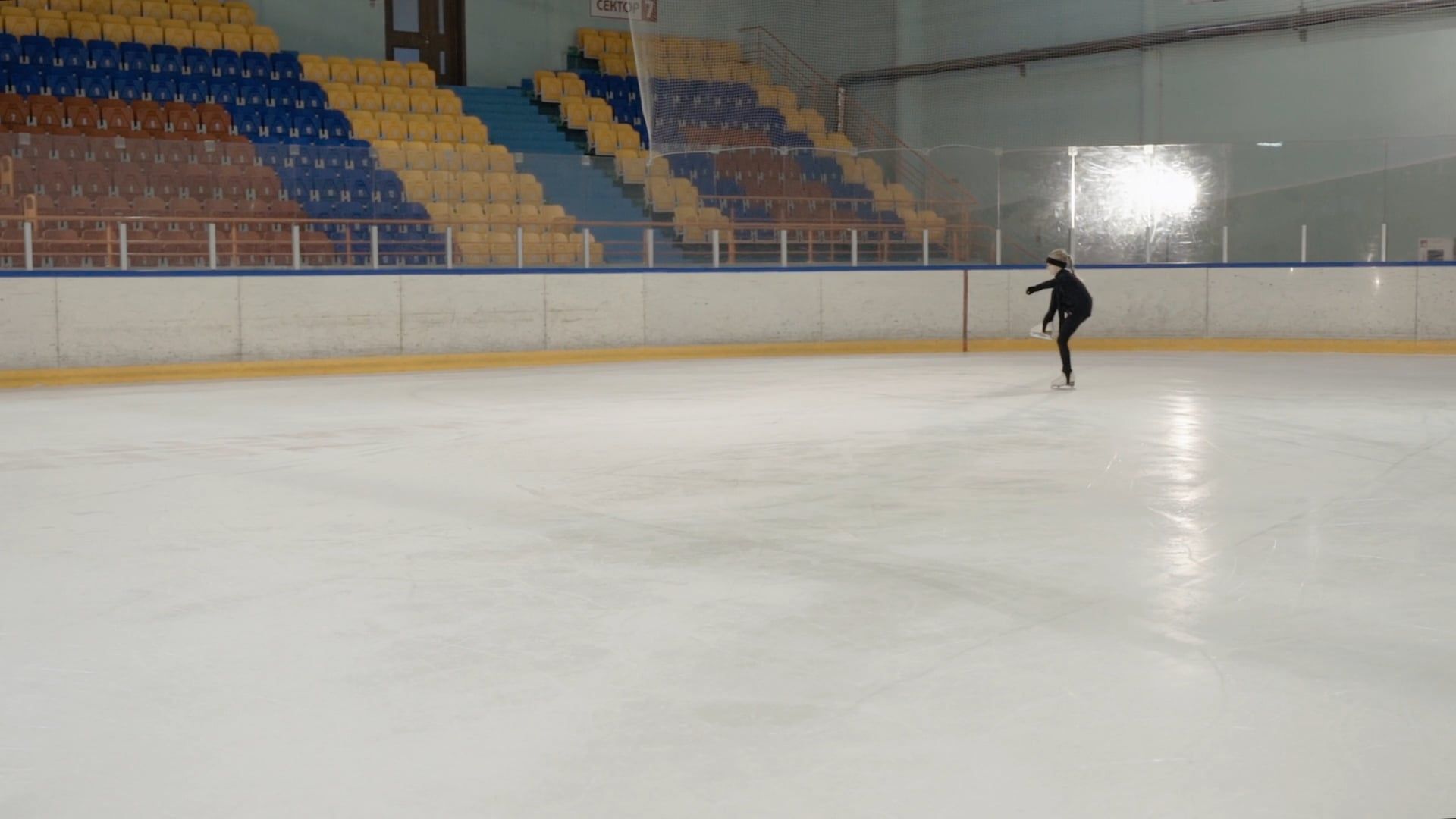 The Young Girl Practicing Her Balance at Ice Rink Free Stock Video ...