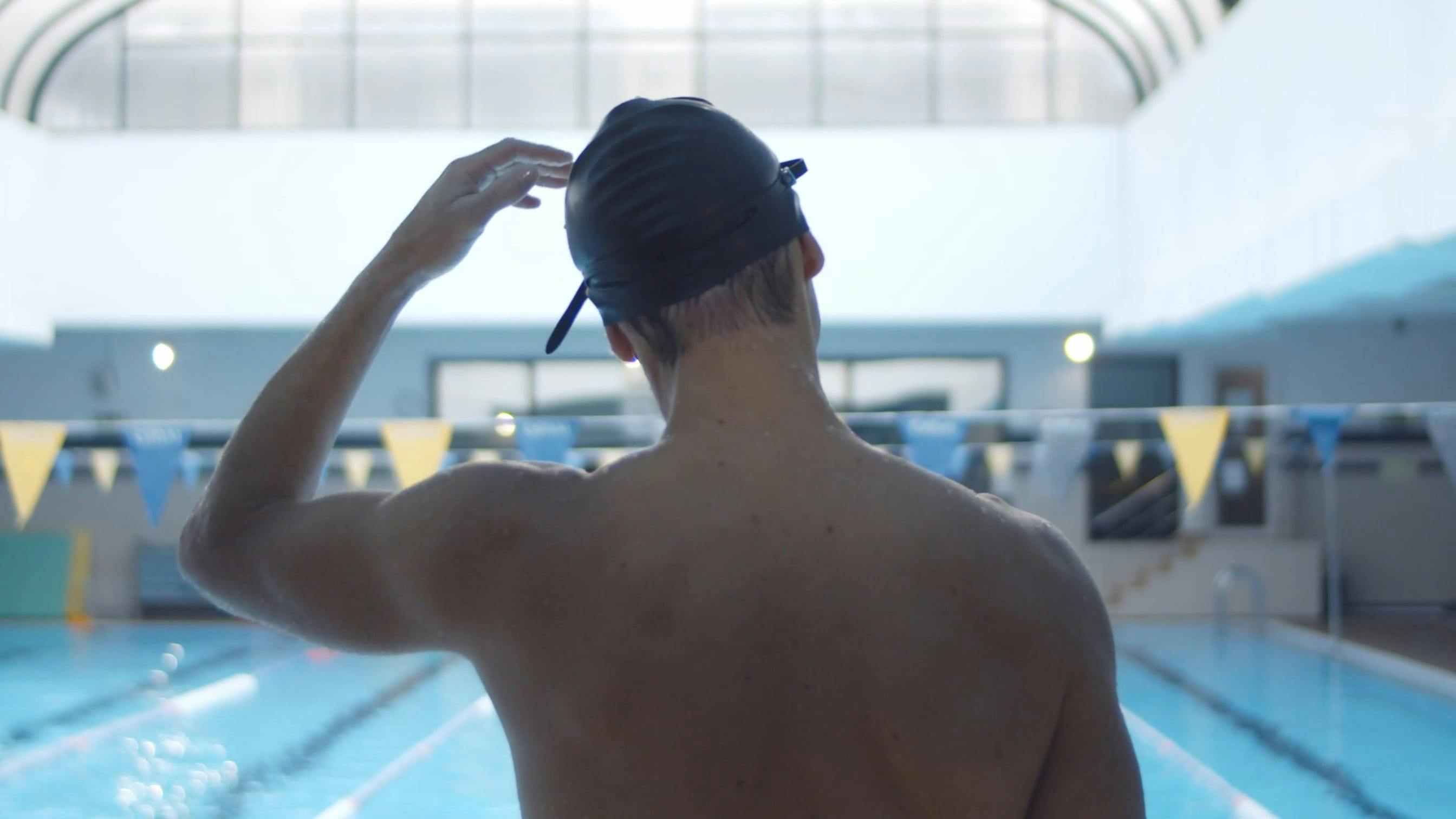Backside Of A Man Standing By The Swimming Pool Free Stock Video ...