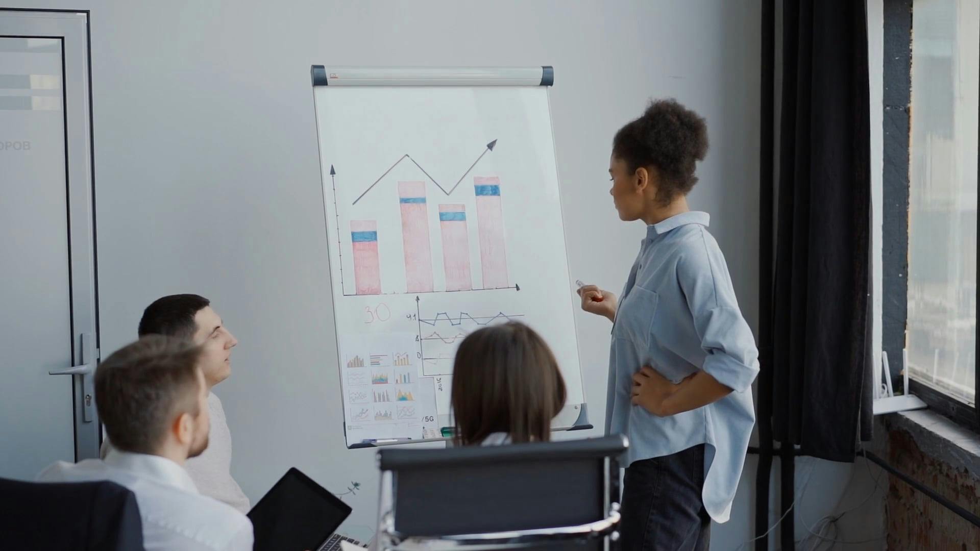 A Woman Explaining a Chart to a Group of People Free Stock Video ...