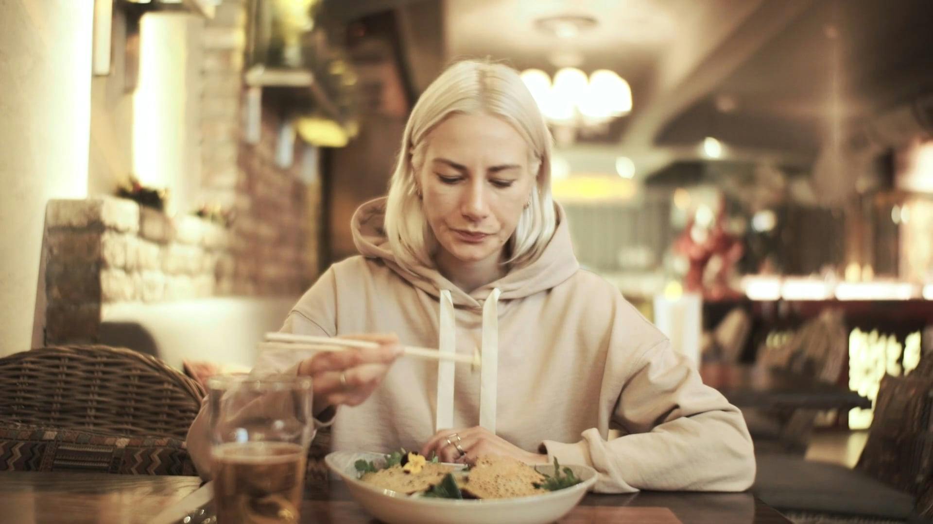 A woman Using a Chopstick While Eating Free Stock Video Footage ...