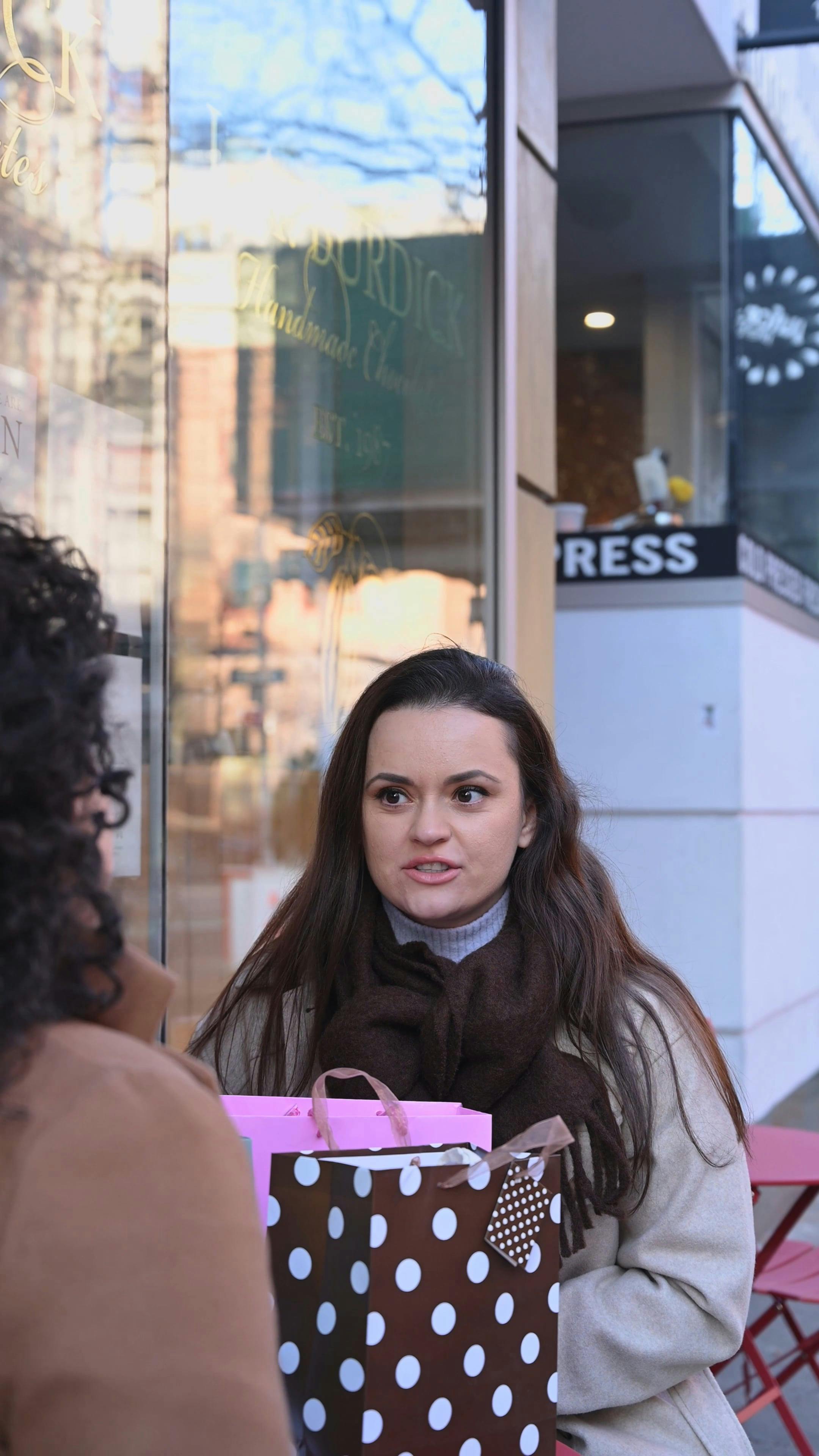 Two Women Talking Outside Chocolate Shop Free Stock Video Footage ...
