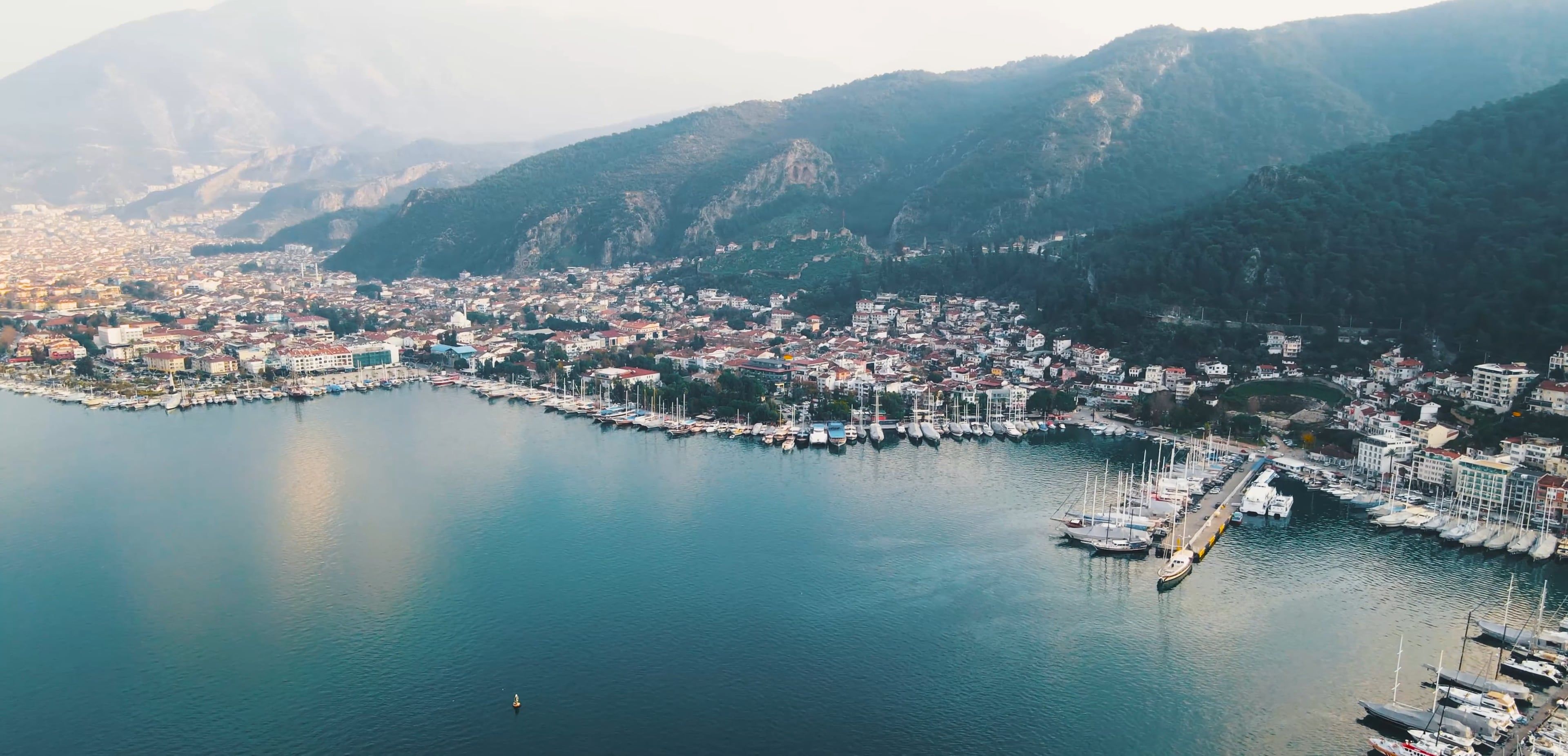 Drone Flying Over A Sea Harbor Docking Area Free Stock Video Footage ...