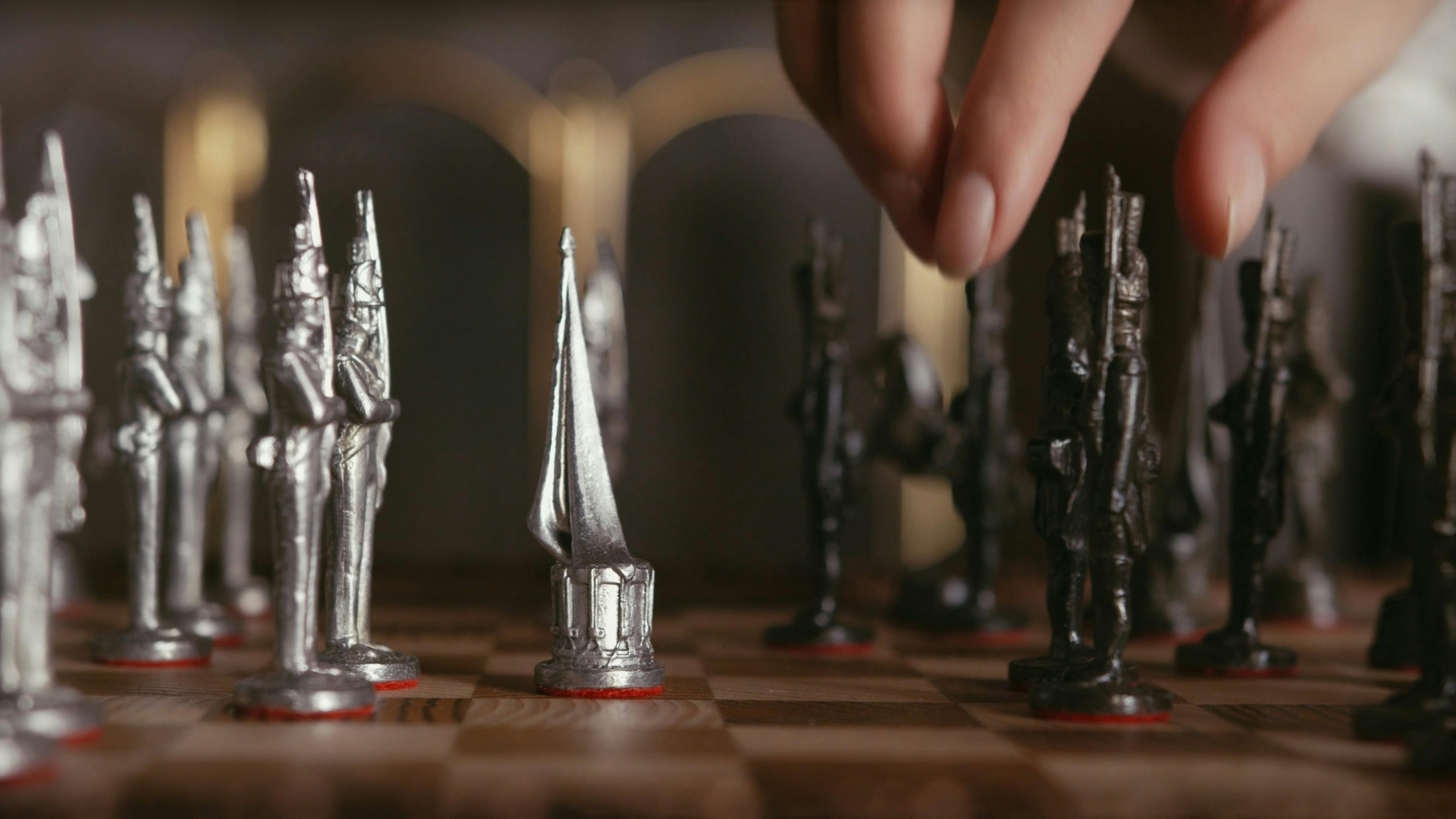 Close-up Footage of People Moving a Chess Pieces · Free Stock Video