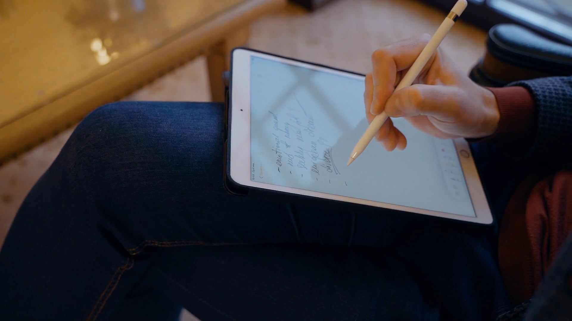 A Person Writing on the Tablet · Free Stock Video