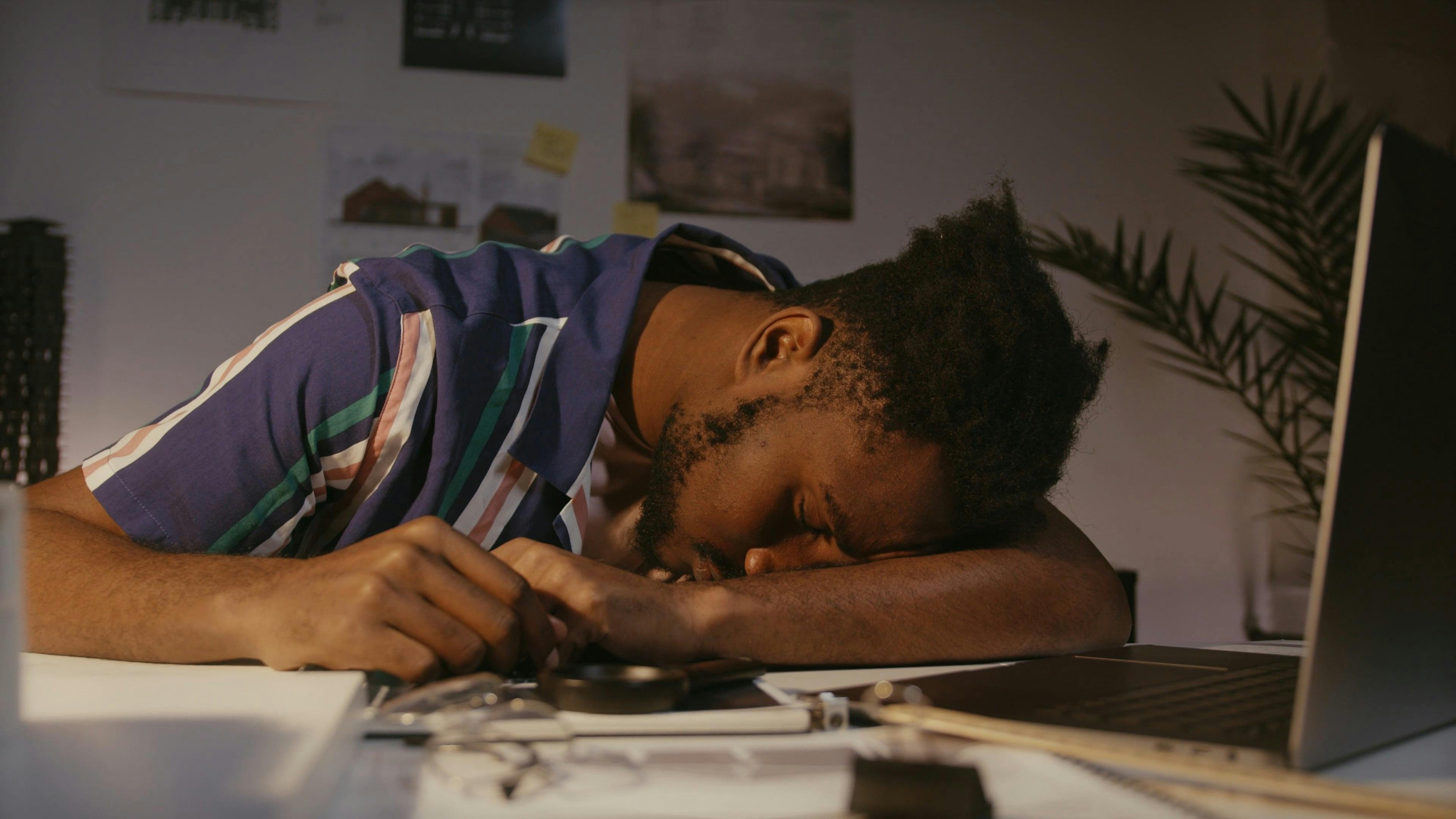 A Woman Sleeping on Her Desk · Free Stock Video