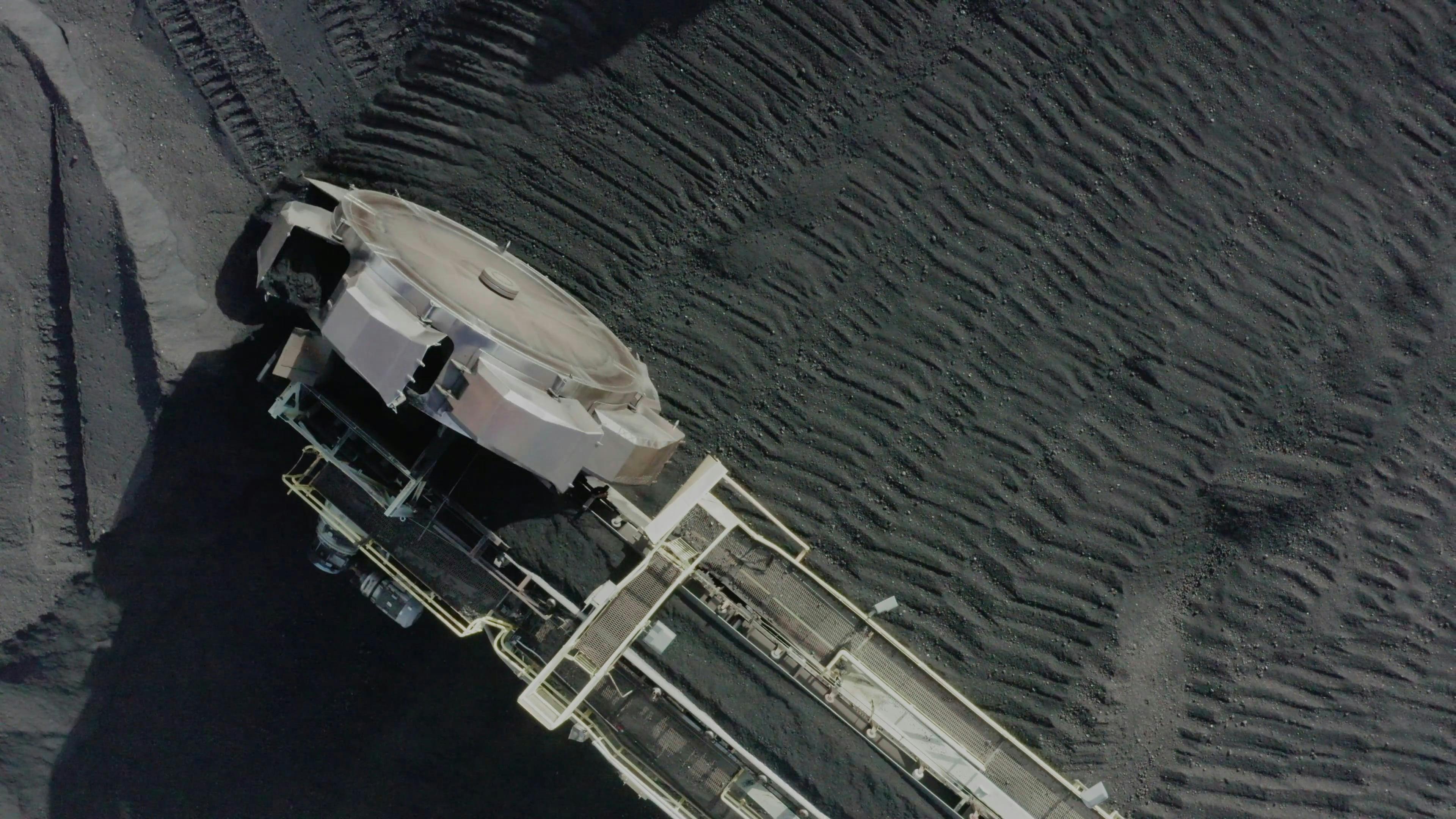 Birds Eye View of a Bucket Wheel Excavator in Action Free Stock Video ...