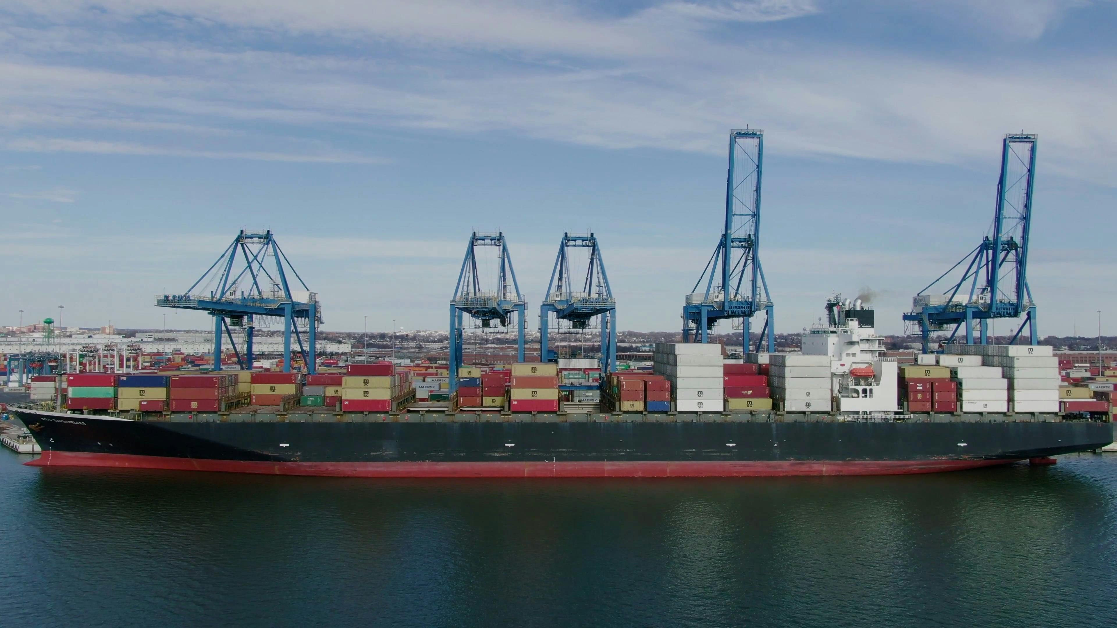 Cargo Ship Anchored In A Port · Free Stock Video