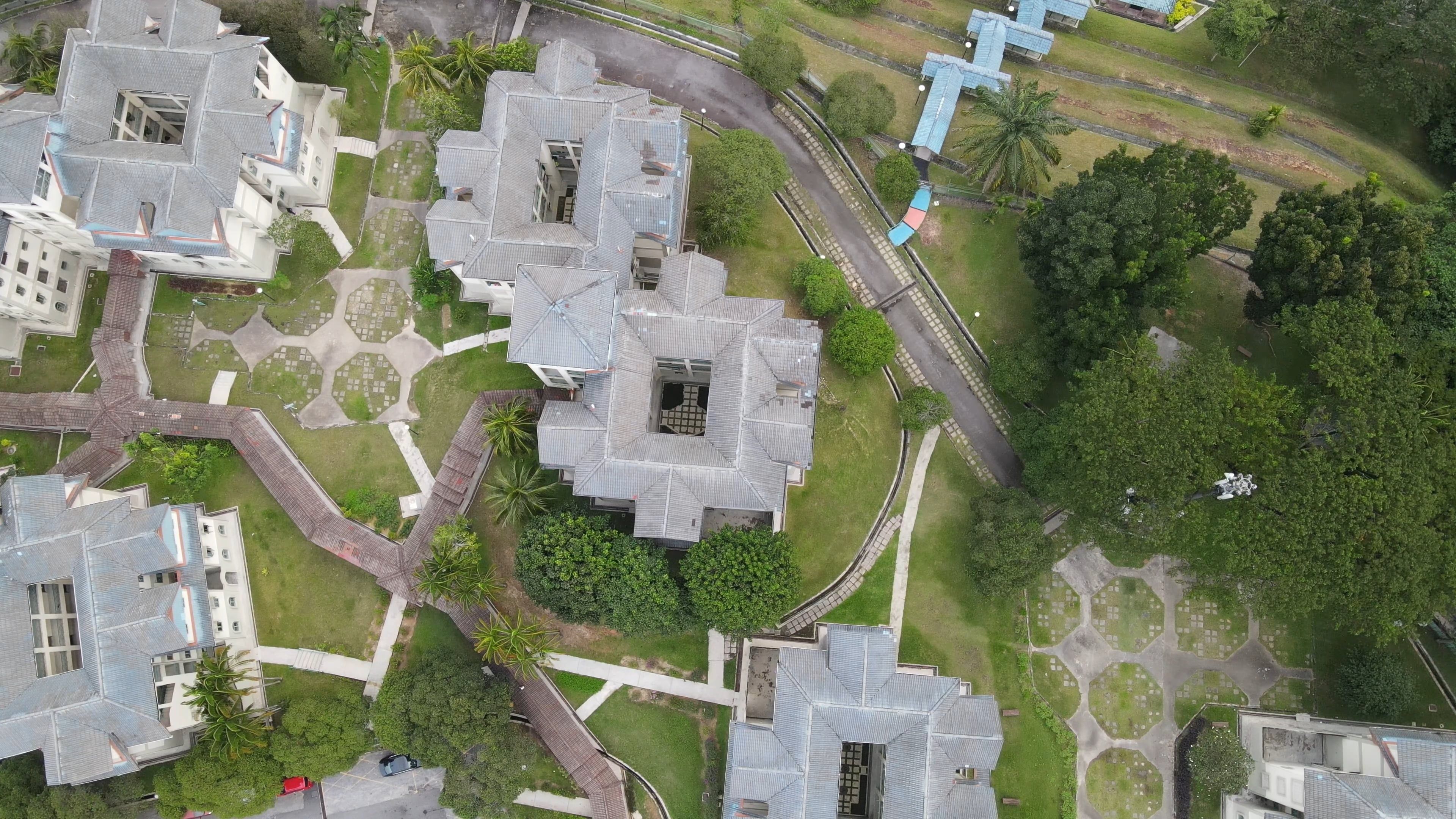 Buildings with Blue Roofs · Free Stock Video