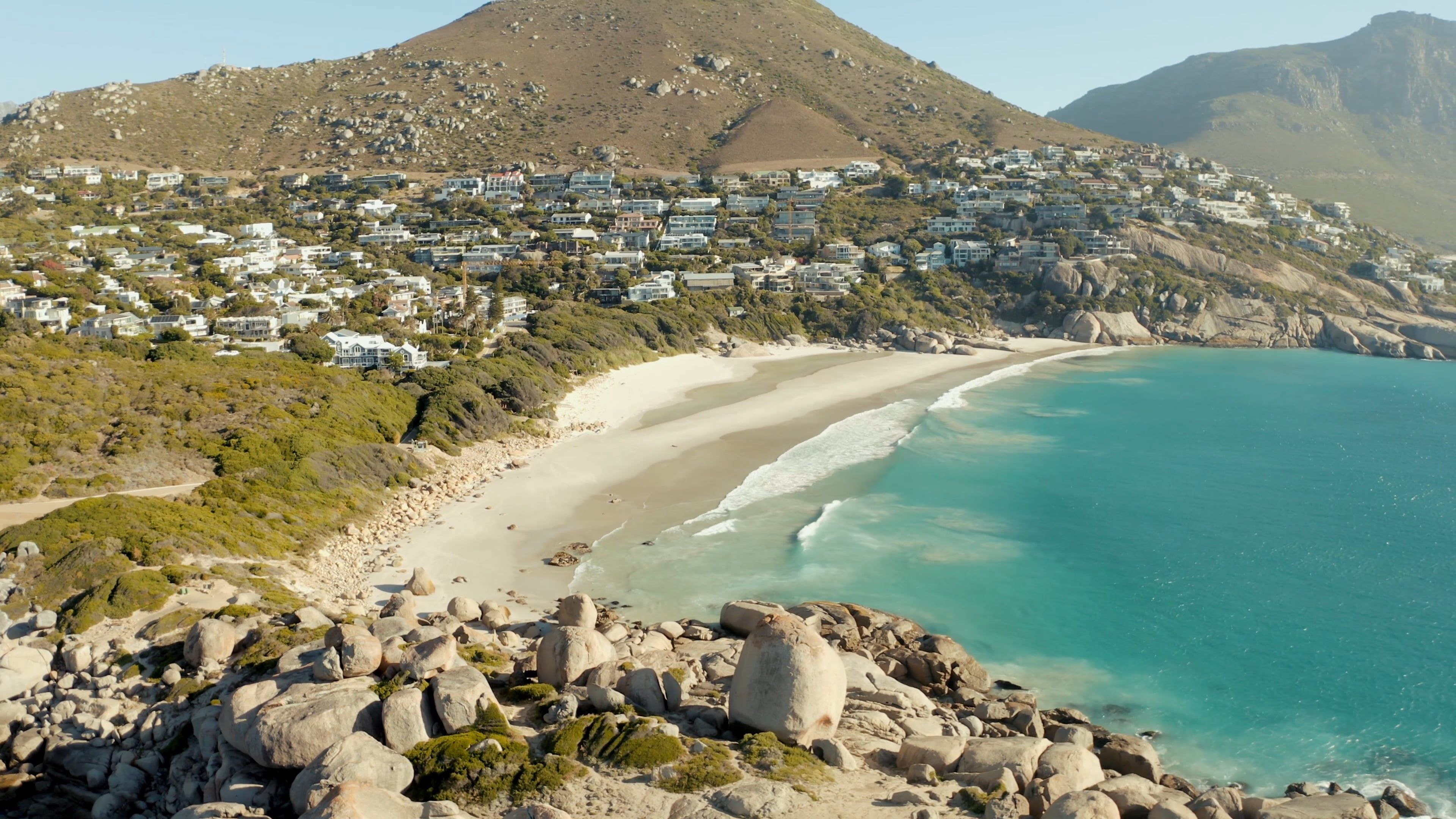 Aerial Footage of a Beach and Mountain · Free Stock Video