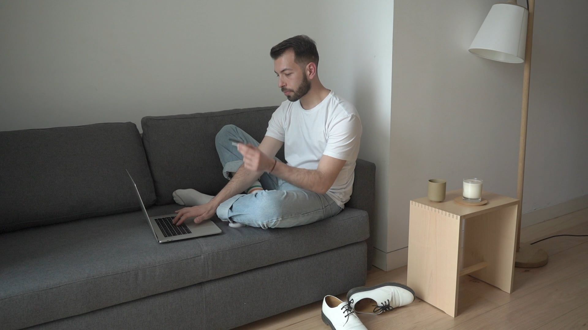 A Man Inputting His Card Information on His Laptop Free Stock Video ...