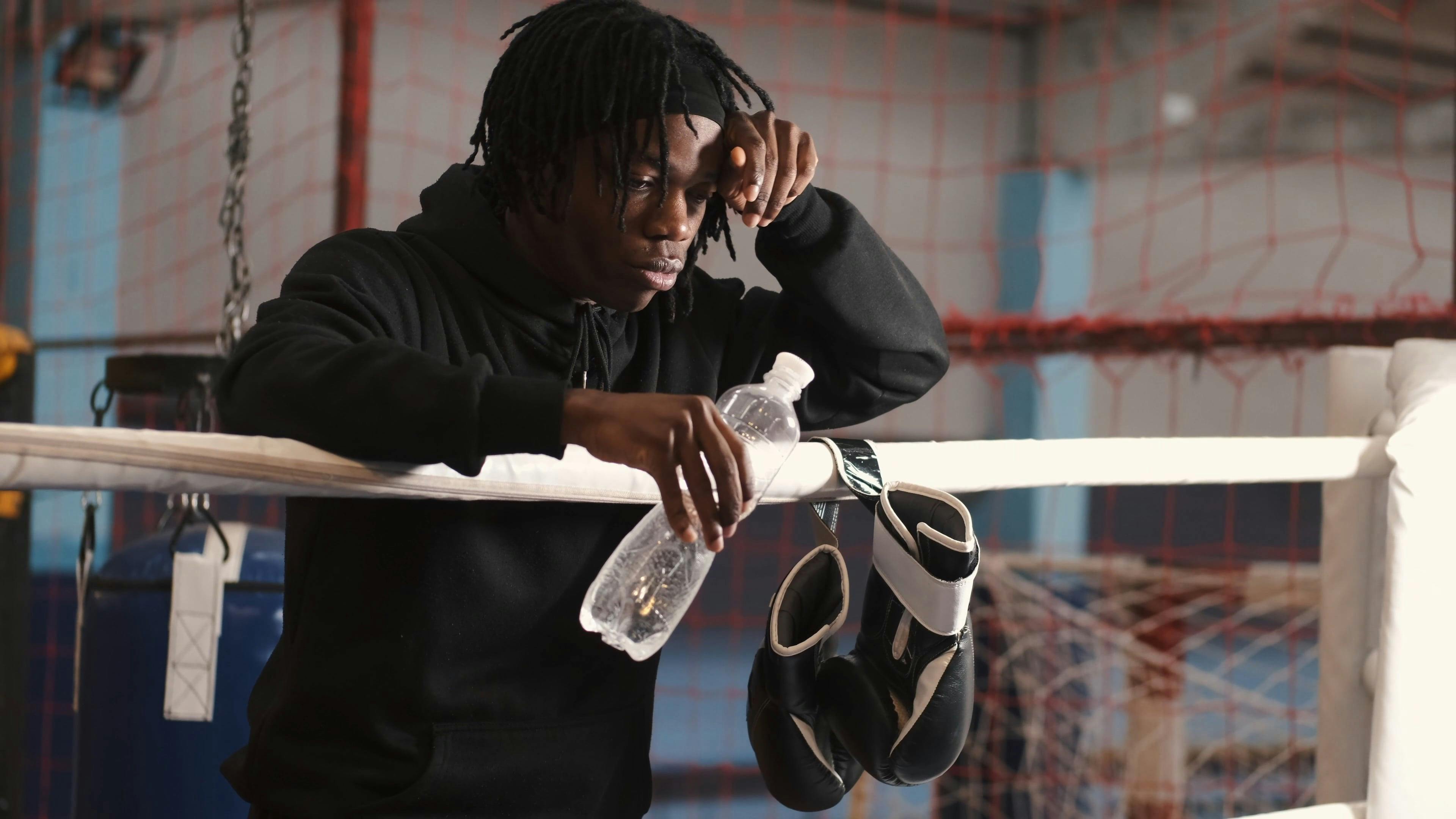 Man Drinking Water in the Boxing Ring Free Stock Video Footage, Royalty ...