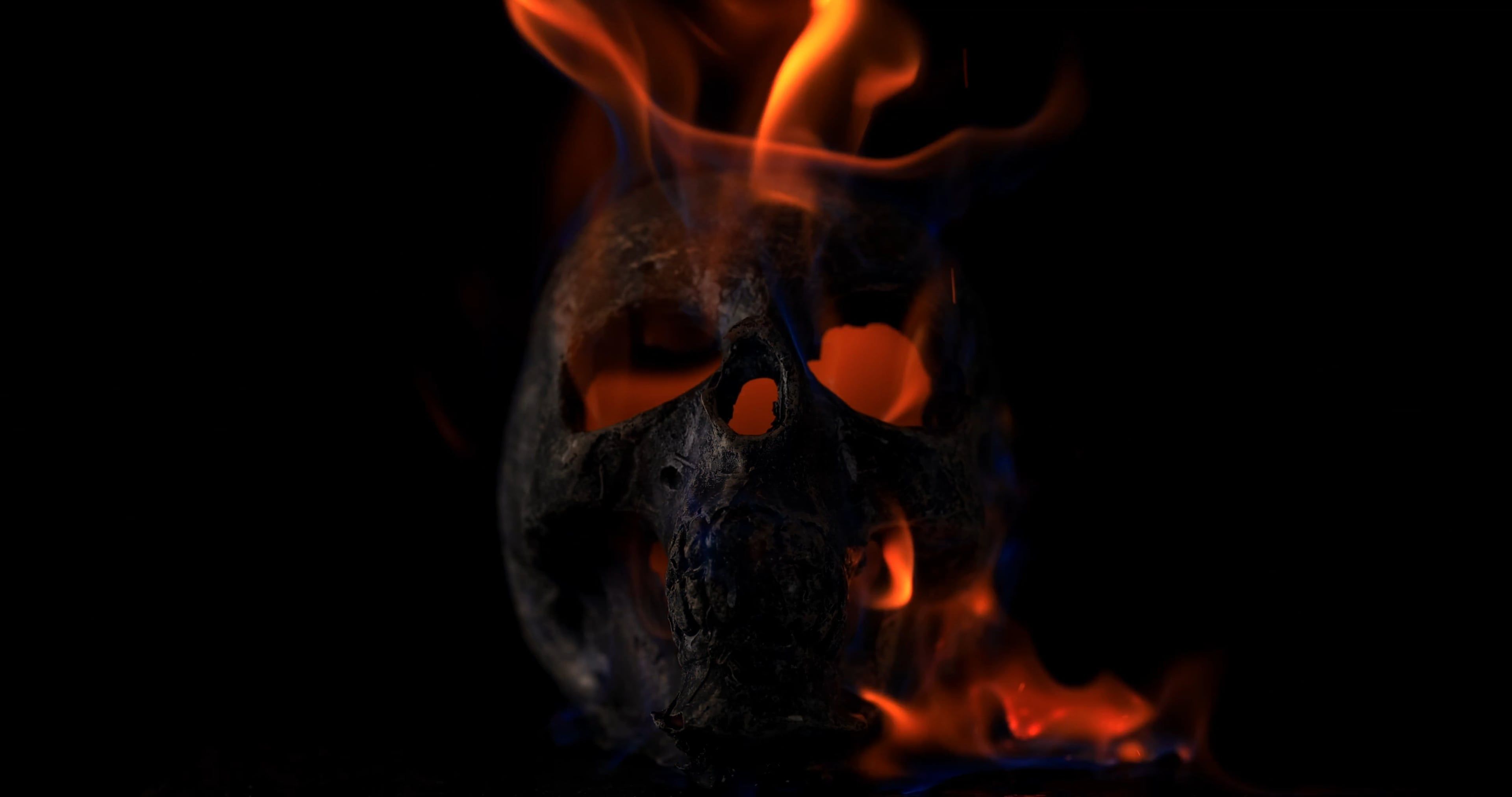 Close Up Shot of a Burning Skull Free Stock Video Footage, Royalty-Free ...