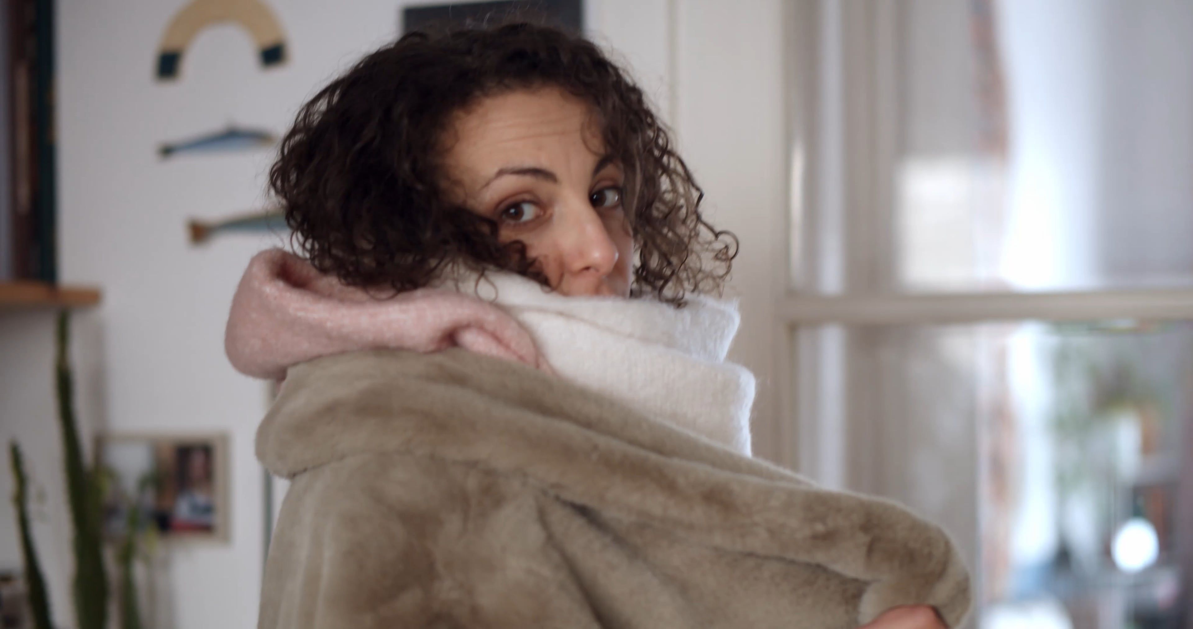 A Woman in Warm Clothes Dancing at Home Free Stock Video Footage ...