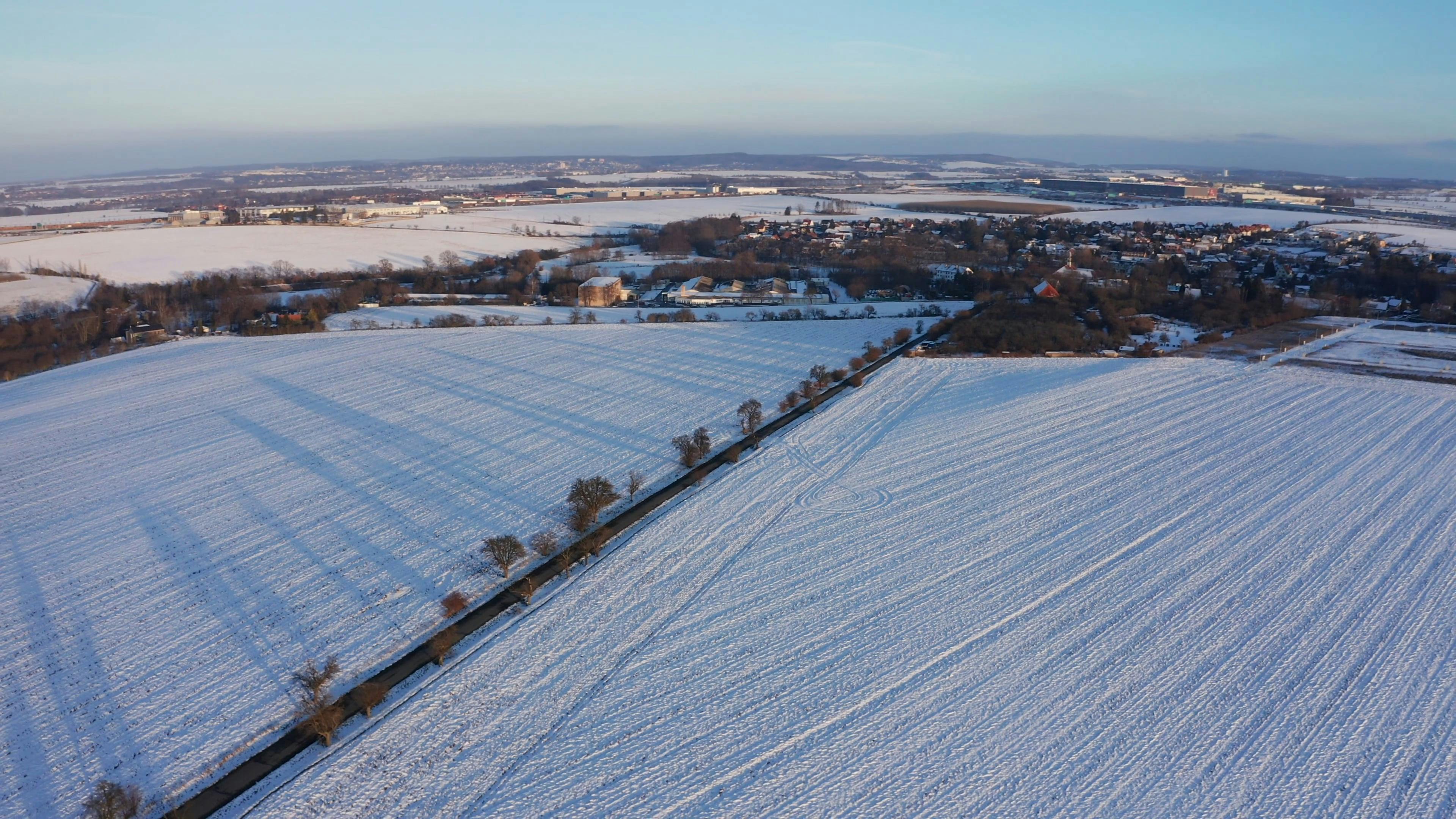 An Aerial Video of a Snow Covered Road Free Stock Video Footage ...