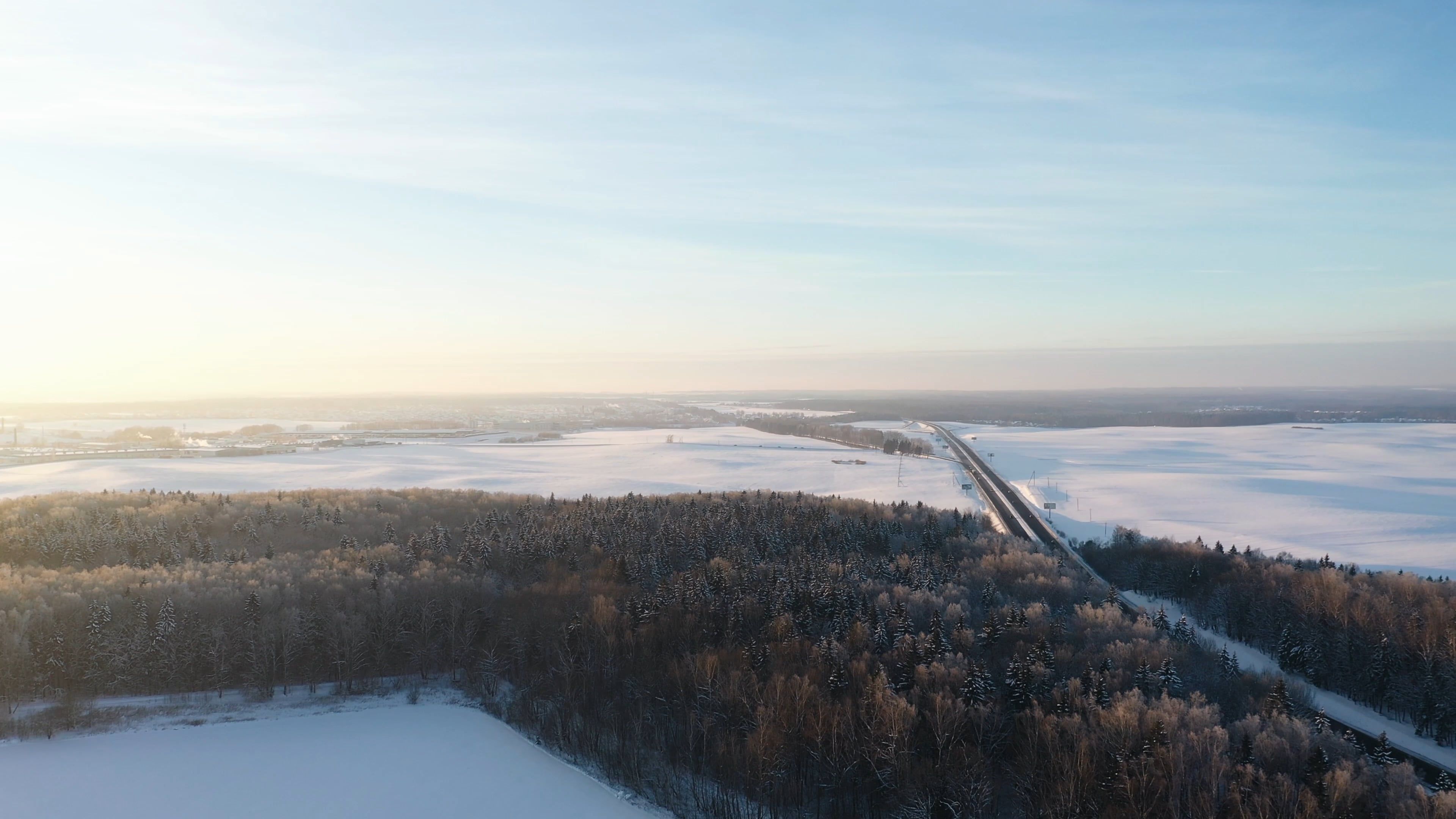 Drone Footage Of A Landscape Covered In Snow Free Stock Video Footage ...