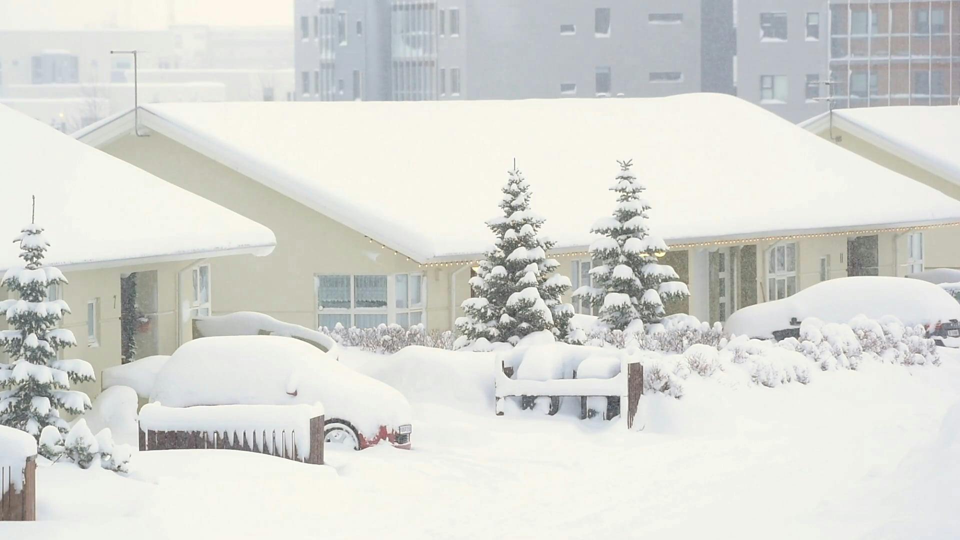 Snow Covered Residential Area Free Stock Video Footage, Royalty-Free 4K ...