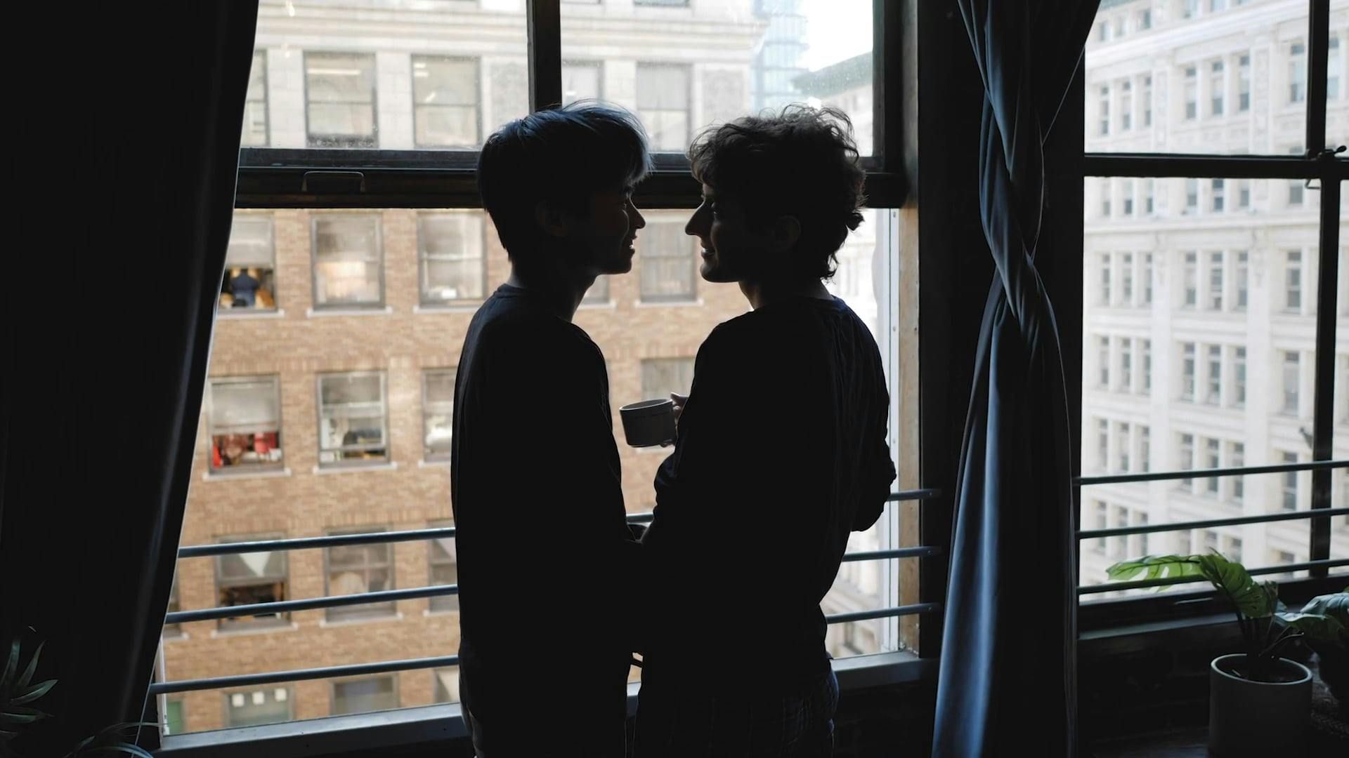 A Couple Kissing while Standing by the Window · Free Stock Video