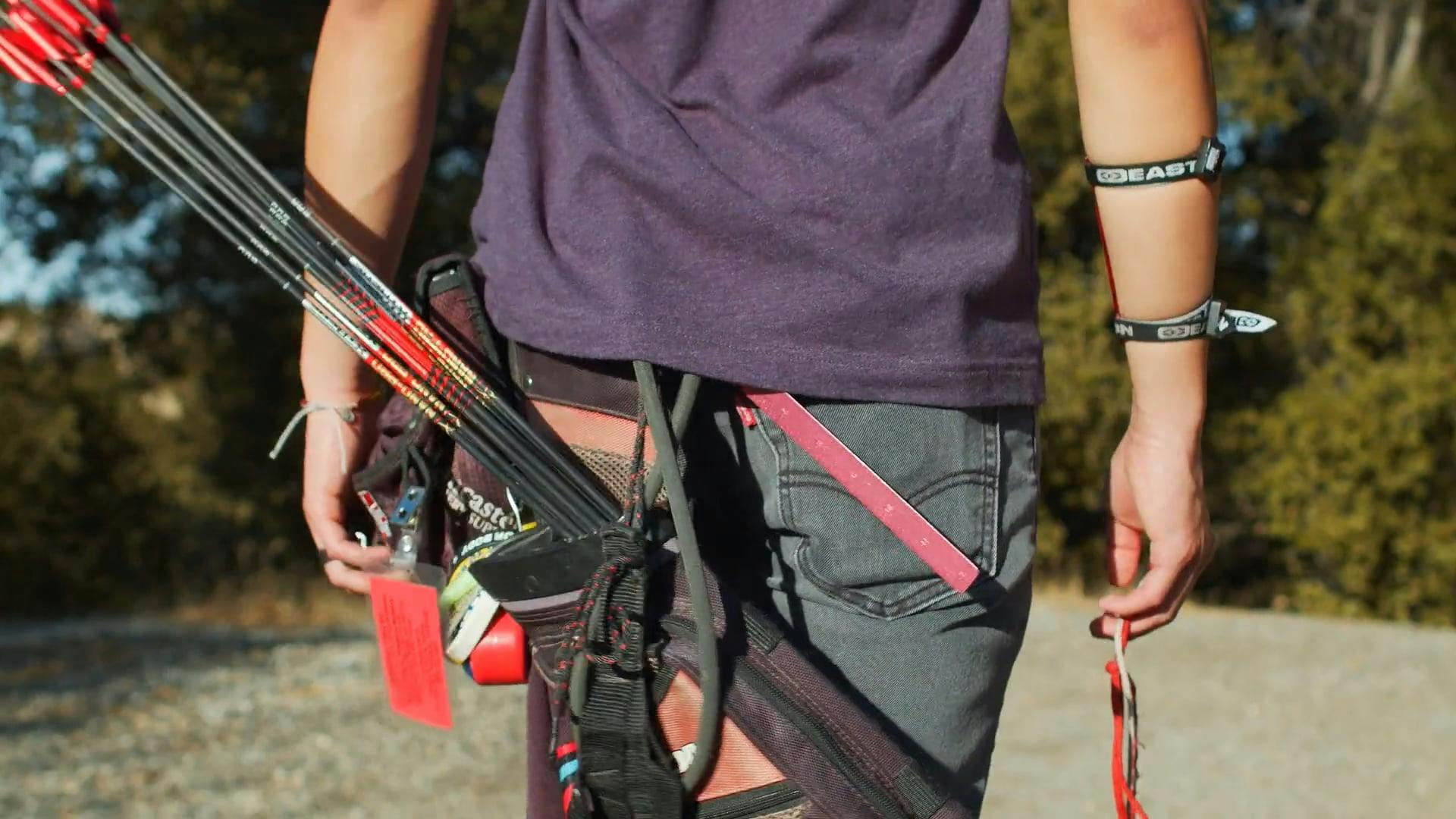 Back view of a Man Walking With Arrows on His Back Free Stock Video ...