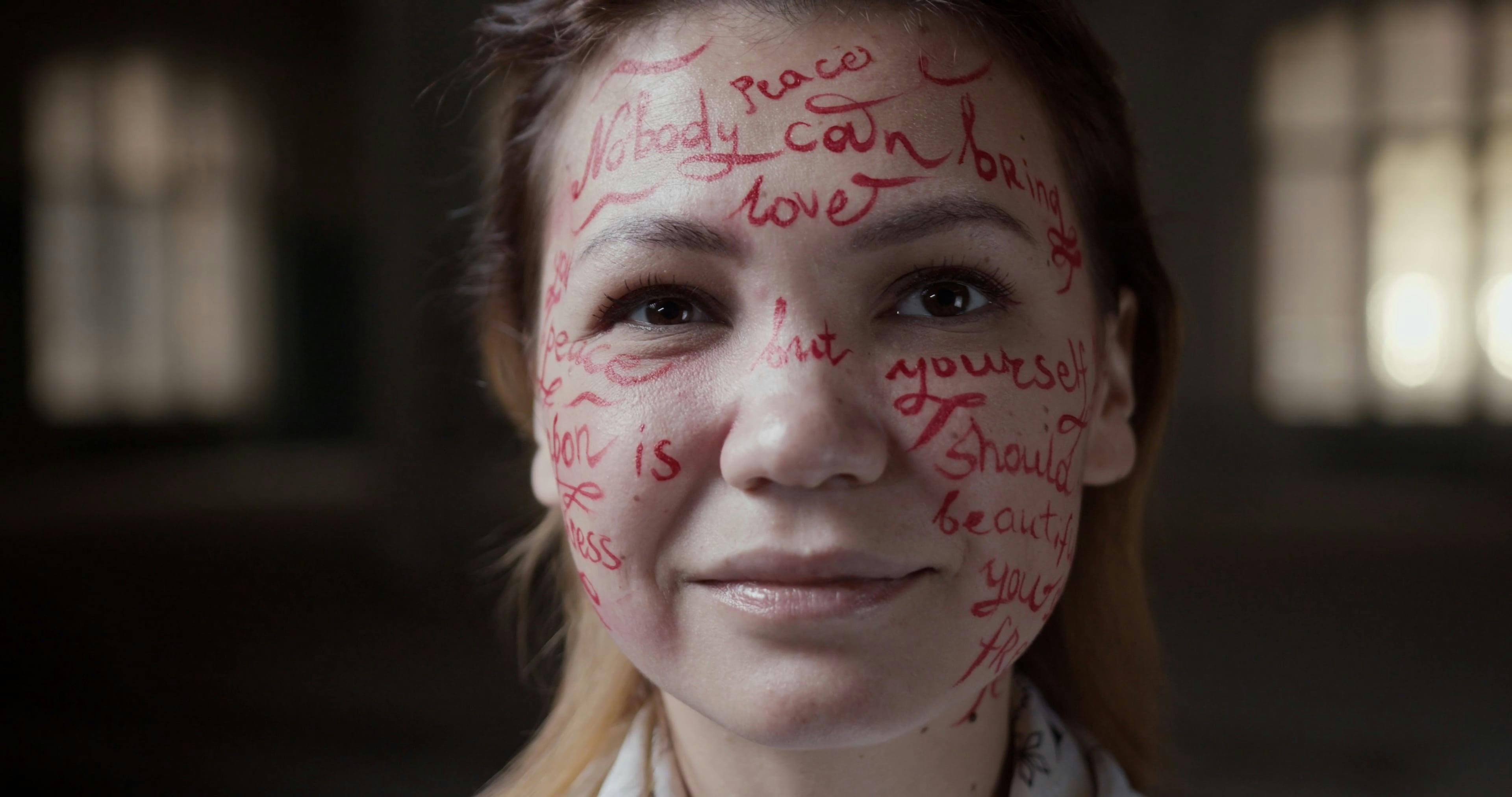 Woman With Words Written On Her Face Free Stock Video Footage, Royalty ...