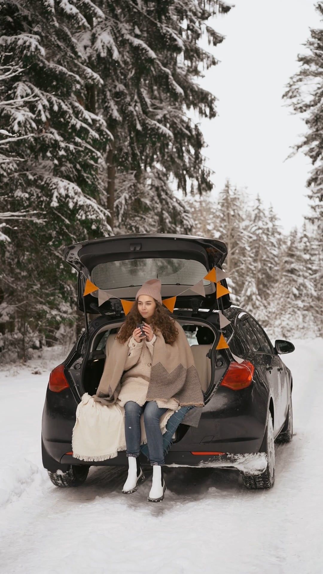 A Woman Drinking Coffee while Snowing Free Stock Video Footage, Royalty ...