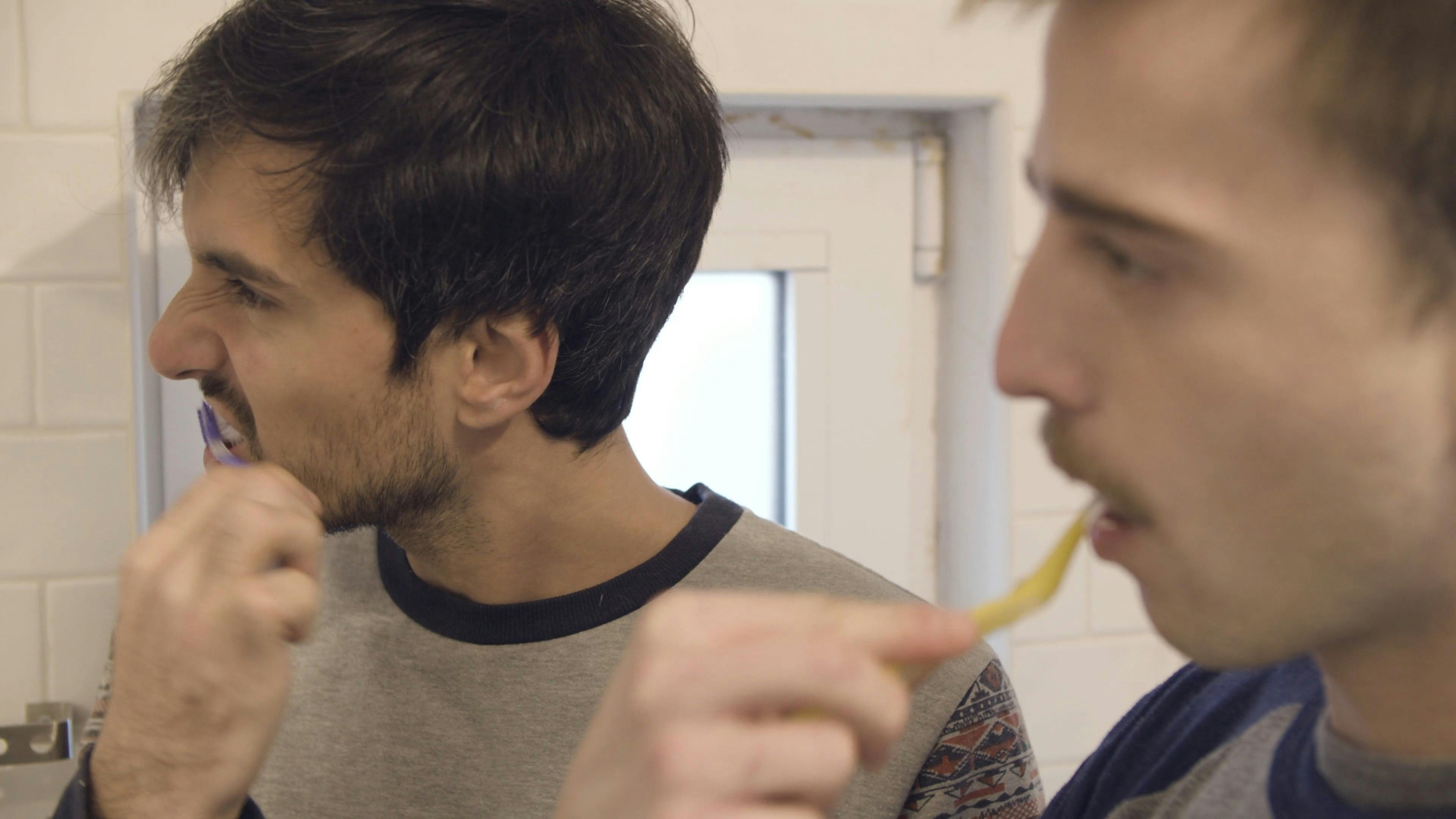 Two Men Brushing Teeth Together Free Stock Video Footage, Royalty-Free ...