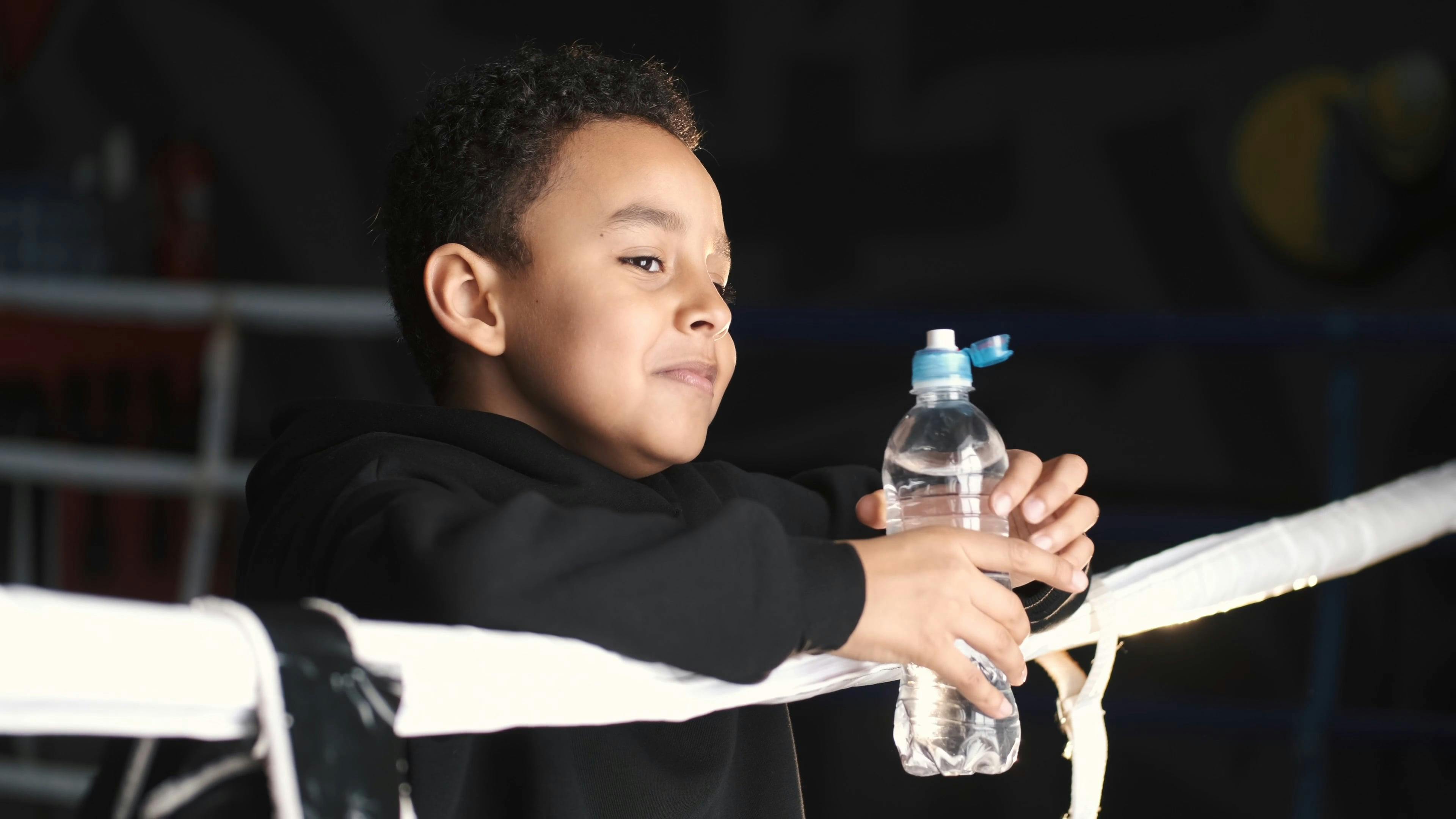 Boy Drinking Water in the Boxing Ring Free Stock Video Footage, Royalty ...
