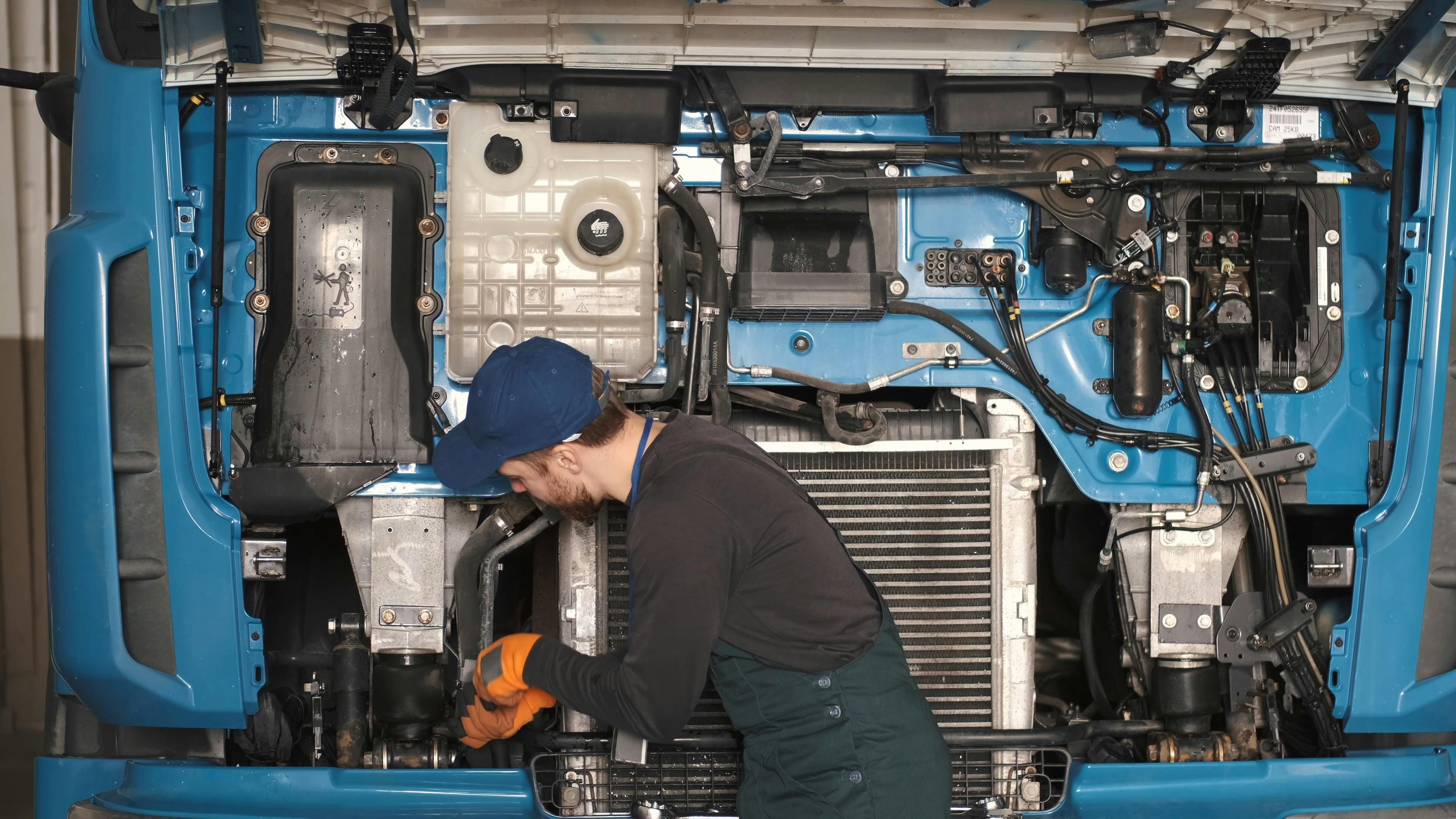 Person Doing Truck Engine · Free Stock Video