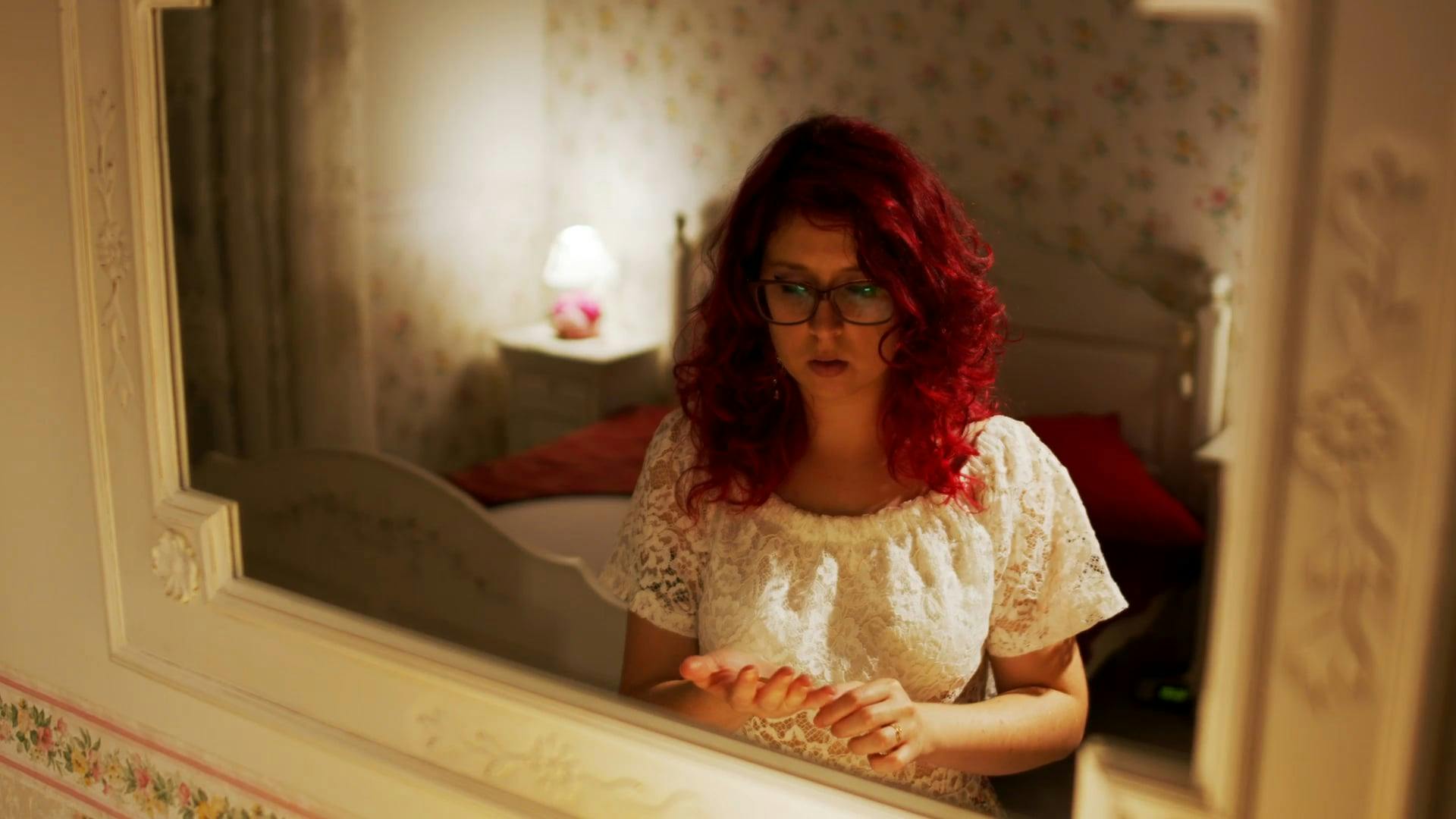 Reflection of a Scared Woman in a Mirror Free Stock Video Footage ...