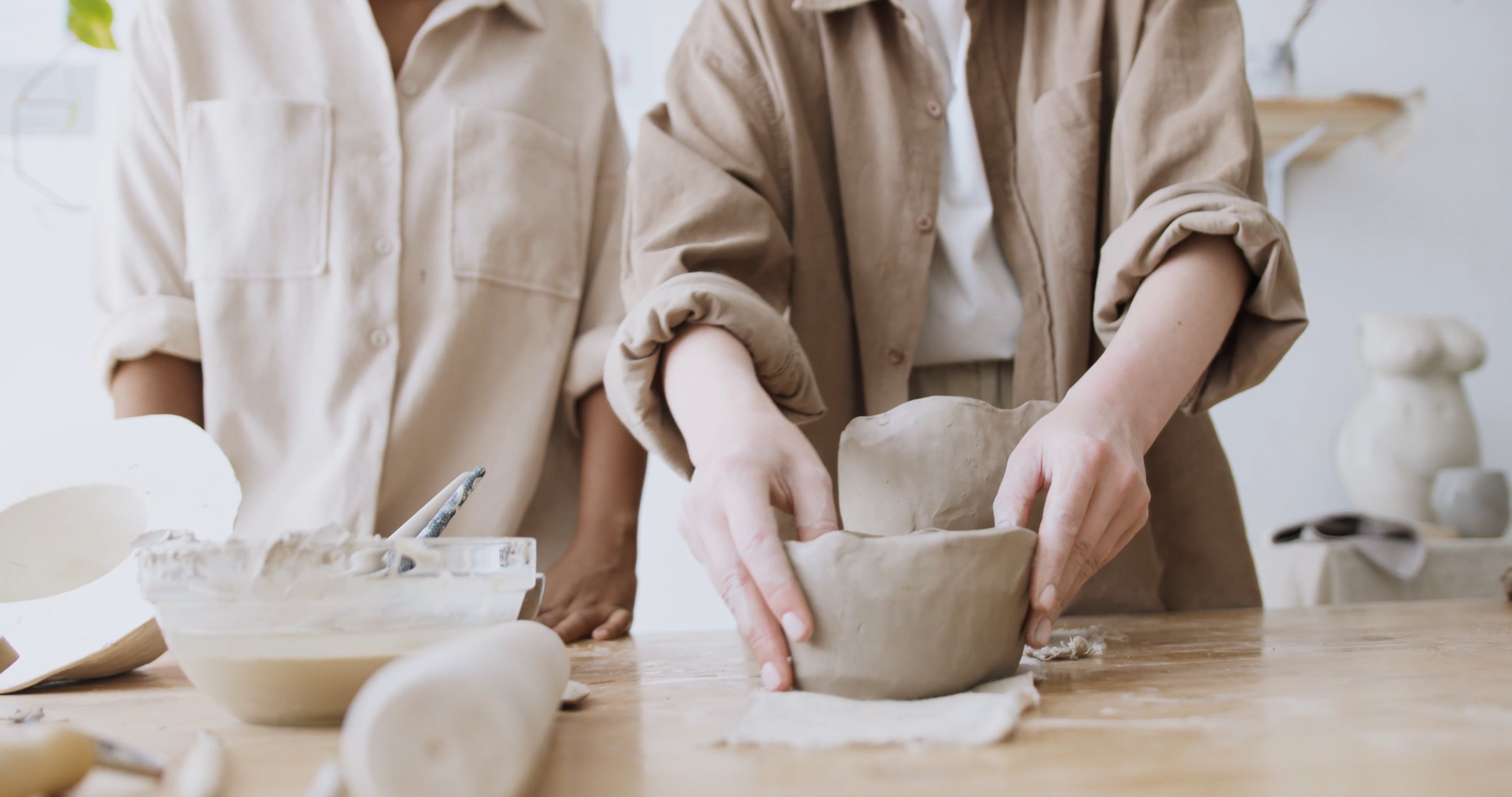 Women Making a Clay Figurine Free Stock Video Footage, Royalty-Free 4K ...