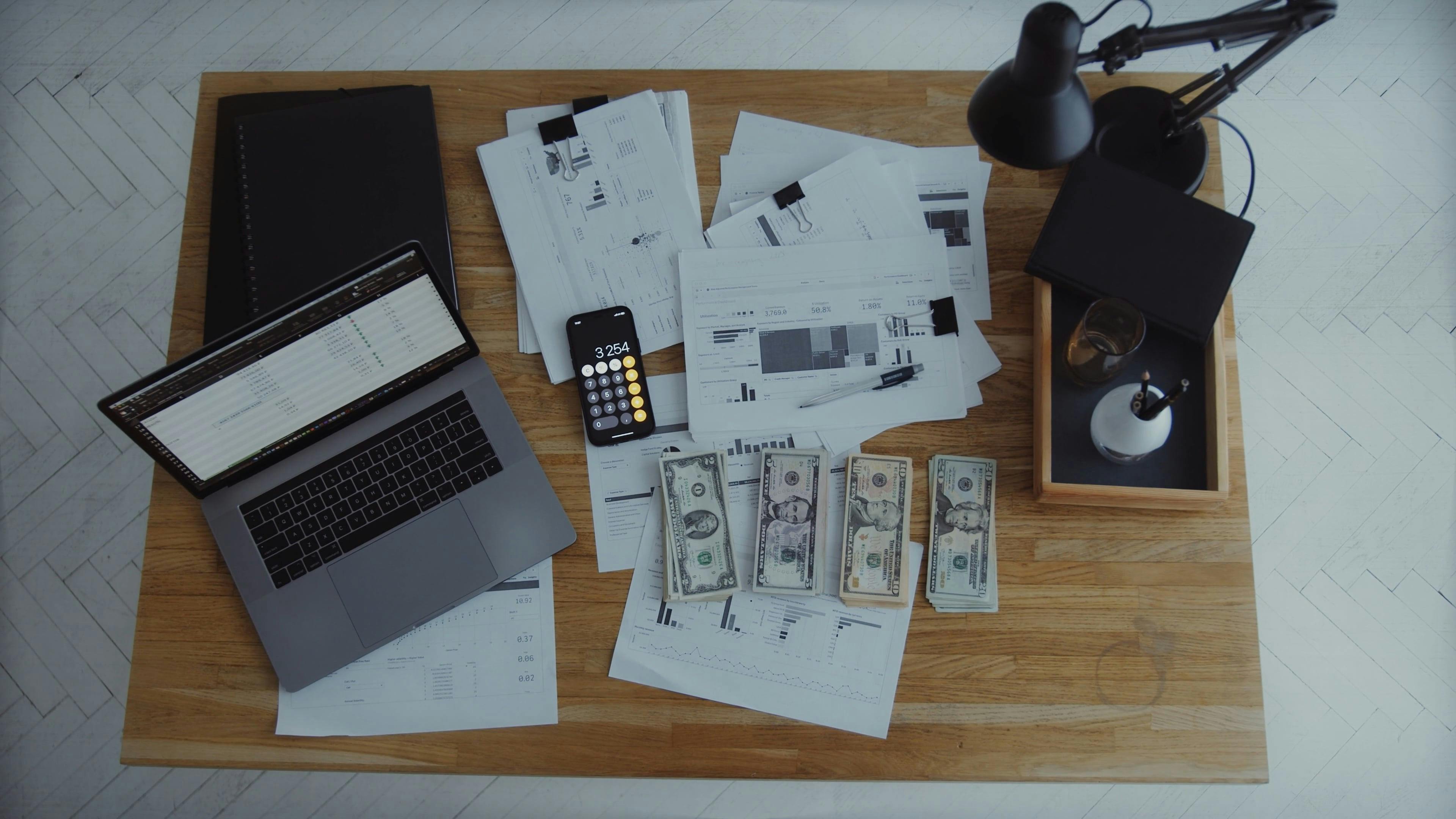 Cash and Documents on Top of the Table · Free Stock Video