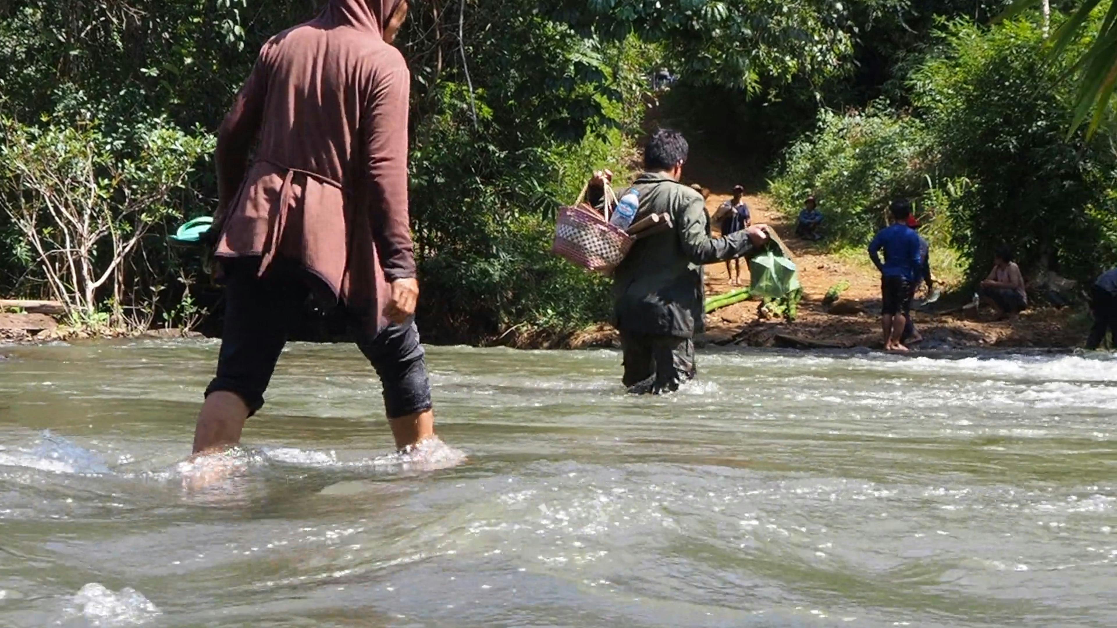 People Trying to Cross a River with Strong Current Free Stock Video ...