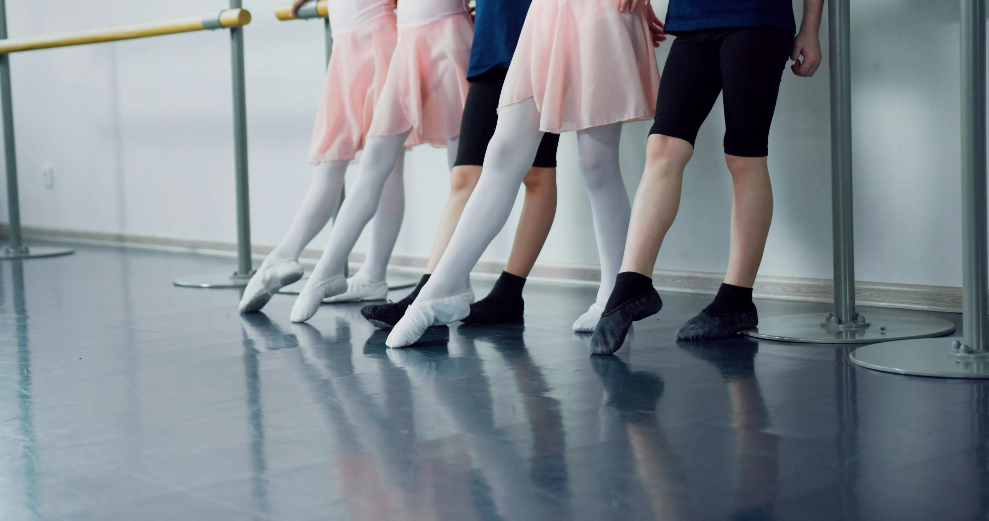 Young Ballet Dancers Pointing and Lifting Their Feet · Free Stock Video