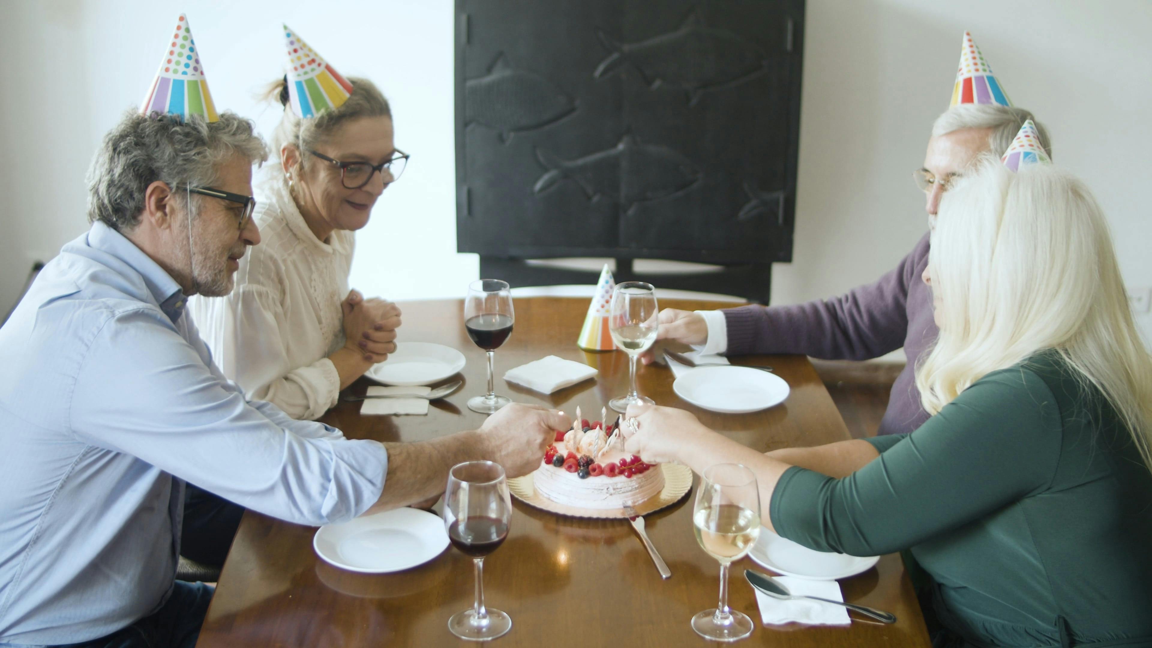 Two Couples Celebrating a Birthday Party Free Stock Video Footage ...