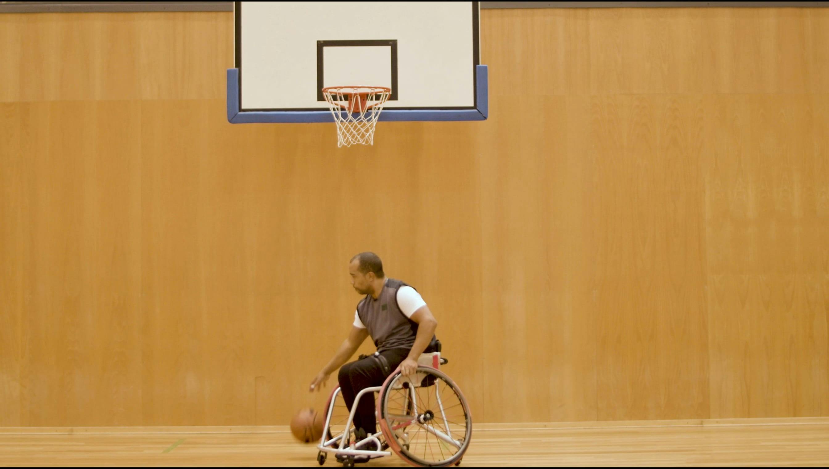 Disabled Man Dribbling a Basketball inside the Coutt Free Stock Video ...