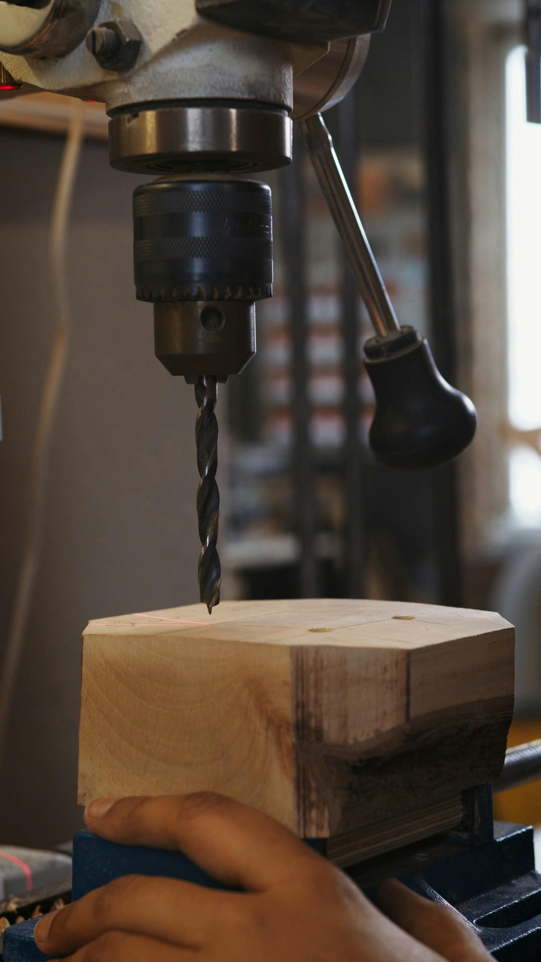 A Person Drilling Wood · Free Stock Video