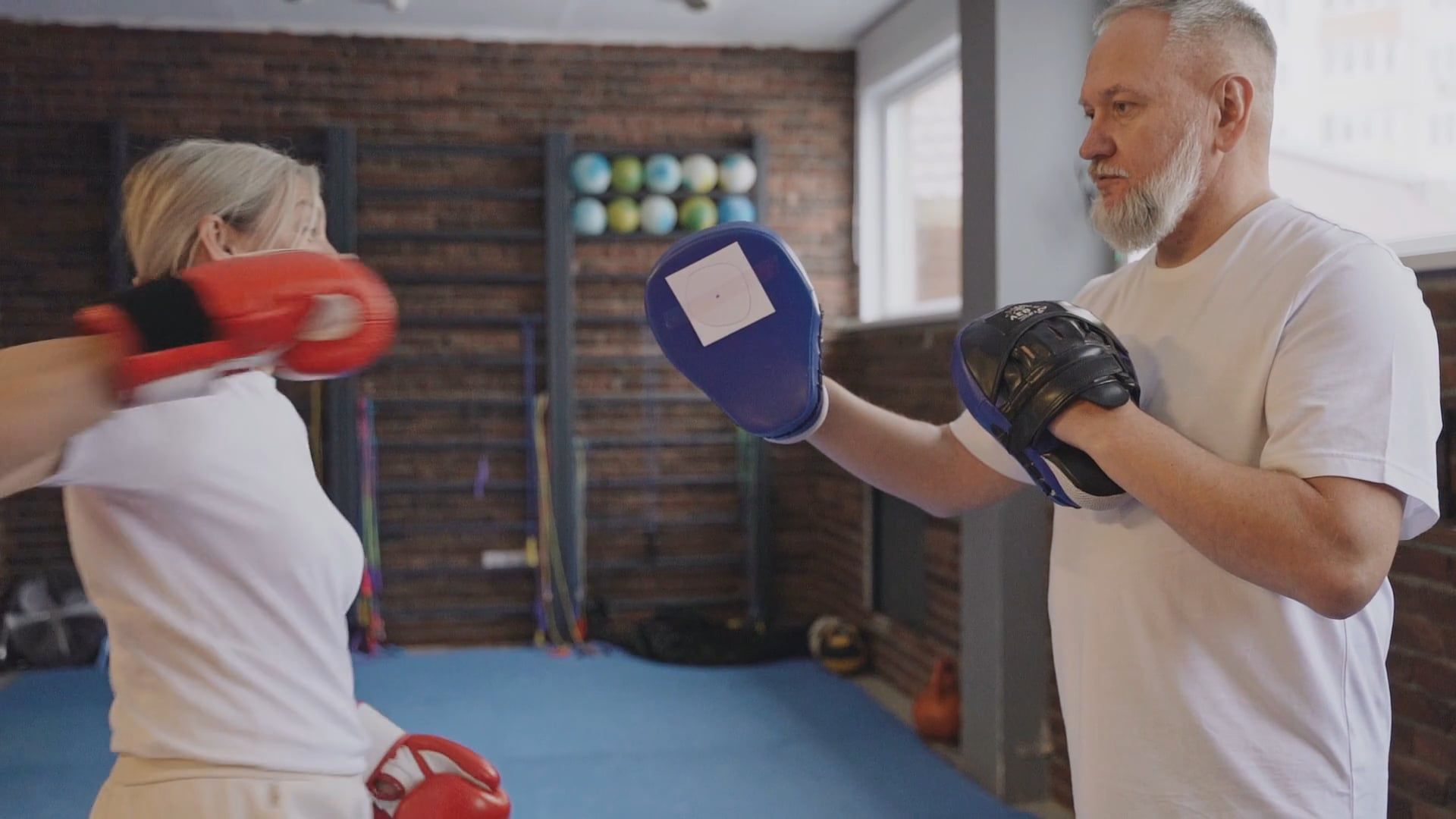 An Elderly Couple Practice Boxing · Free Stock Video