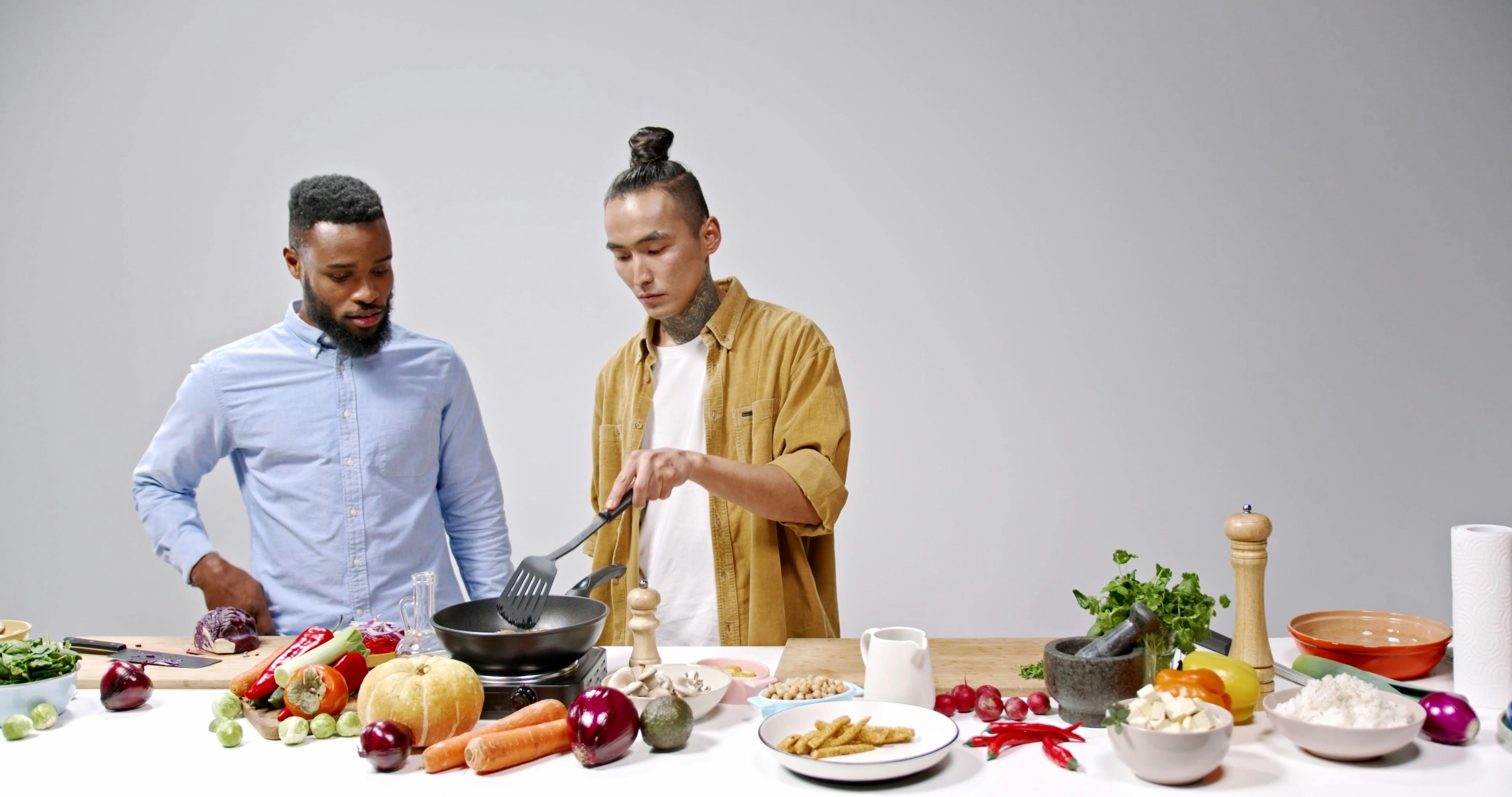 Two Men Cooking Vegetables Free Stock Video Footage, Royalty-Free 4K ...