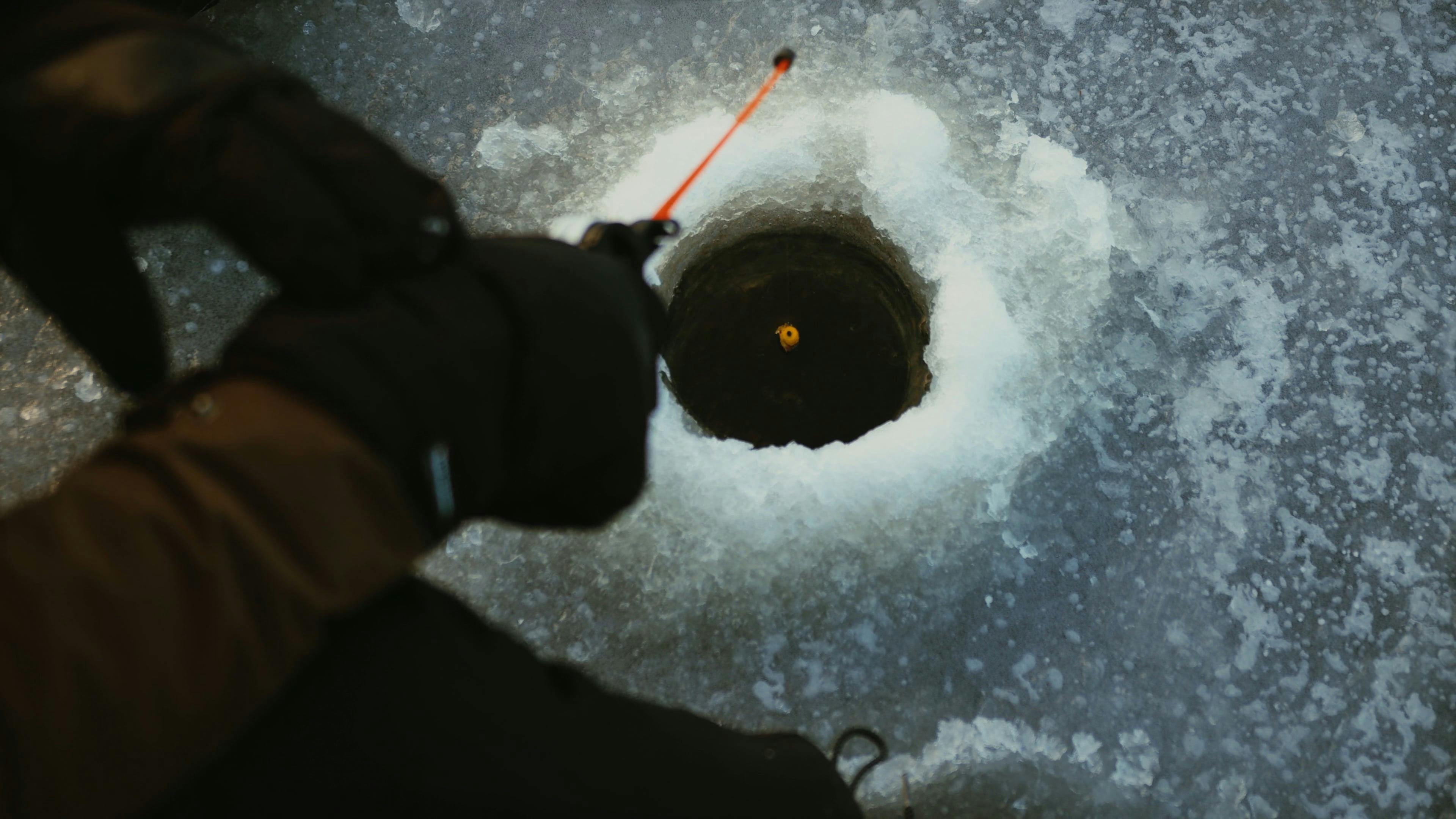 Overhead Shot of a Person Ice Fishing Free Stock Video Footage, Royalty ...
