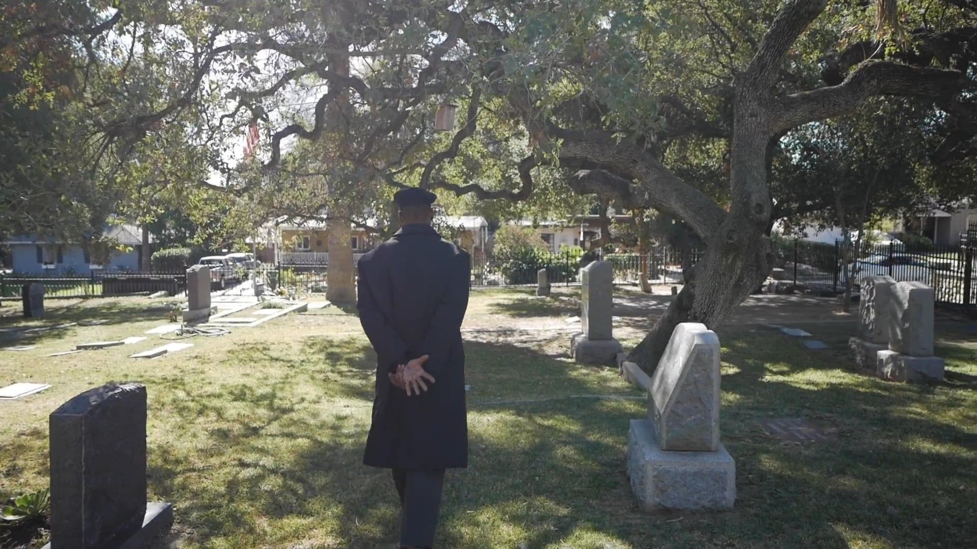 Back View of a Man Walking in the Cemetery Free Stock Video Footage ...