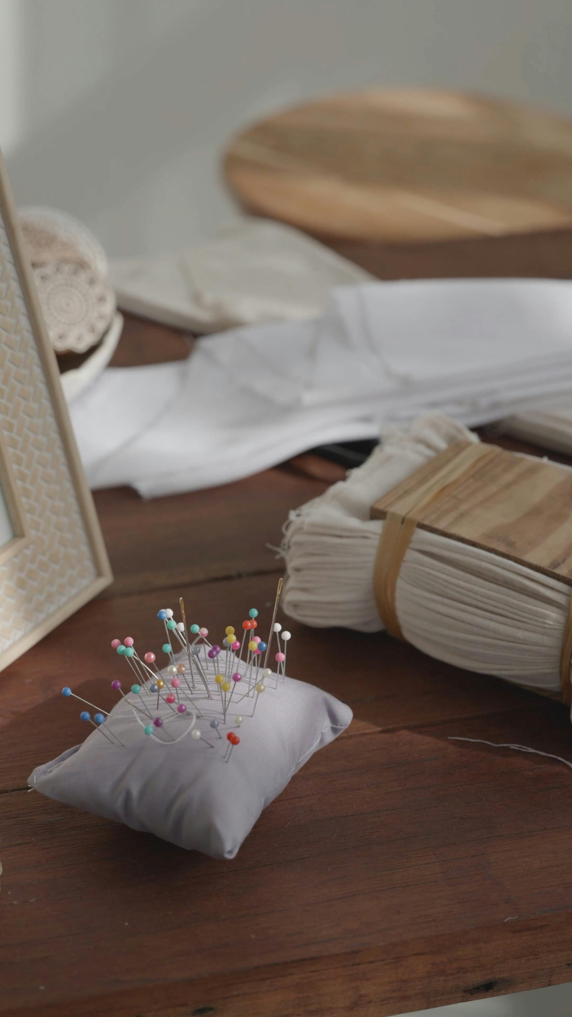 Pins on Pin Cushion and Tied Fabrics Free Stock Video Footage, Royalty ...