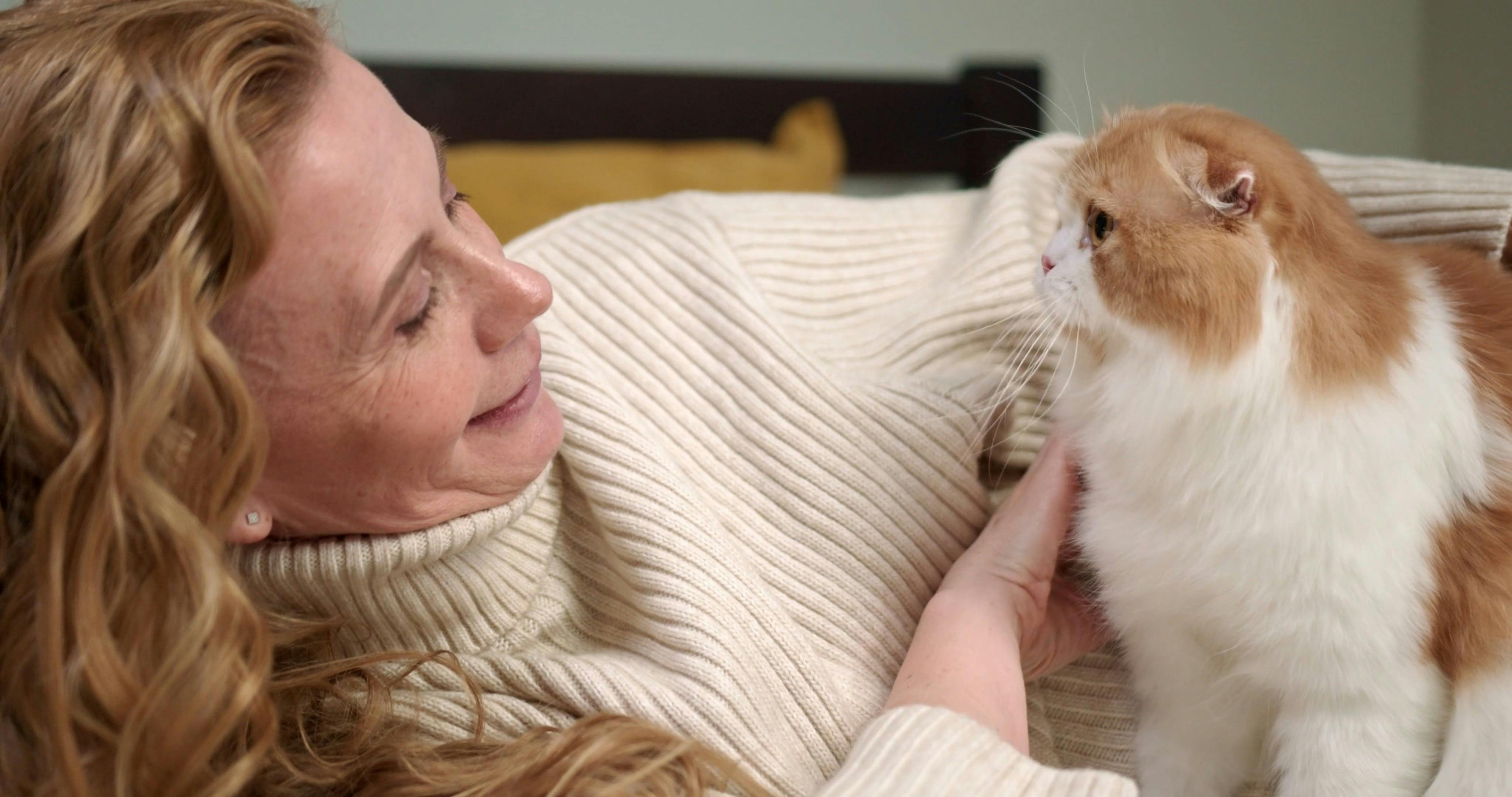 A Woman Cuddling Her Cat · Free Stock Video