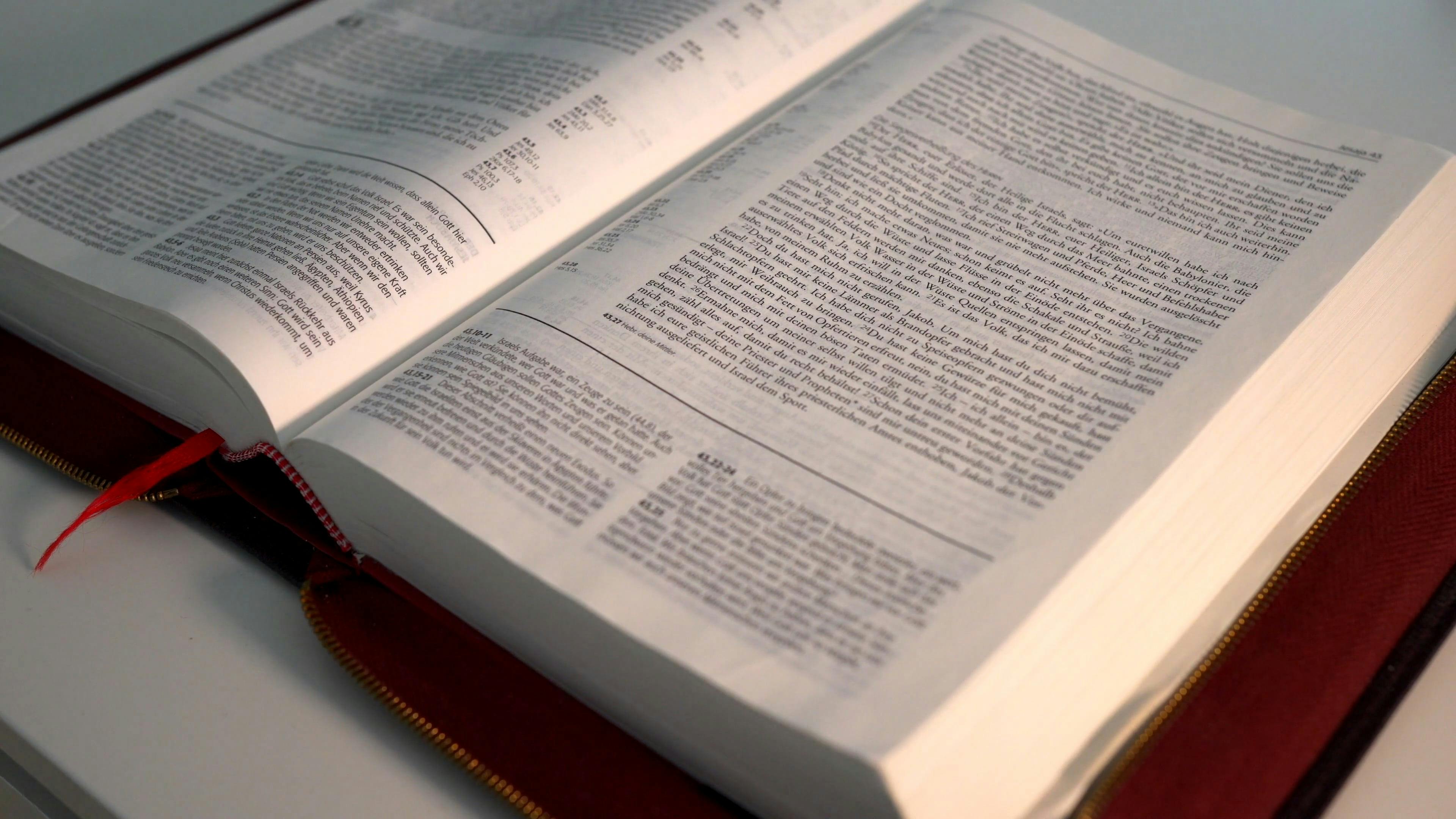 Scanning the Pages of the Bible · Free Stock Video