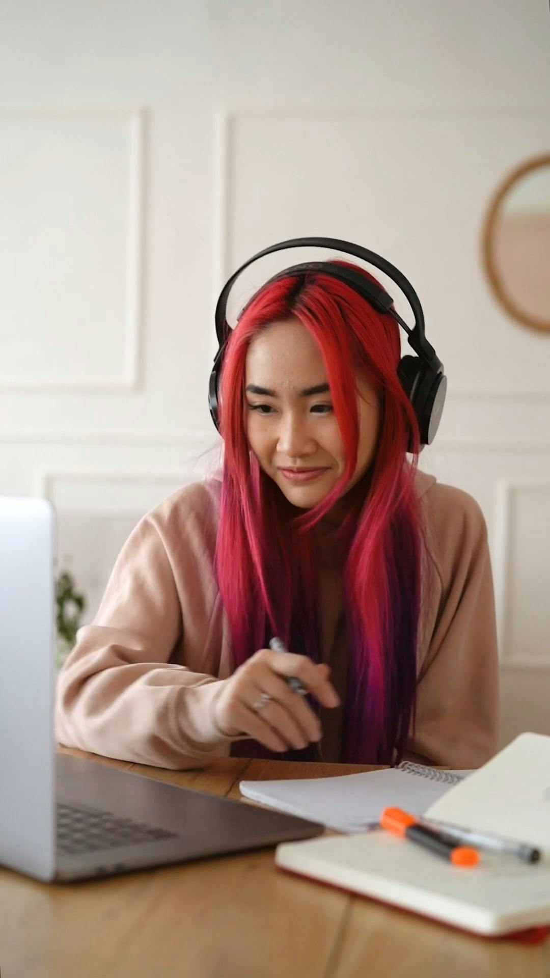 A Person Writing Notes About The Online Lecture Free Stock Video ...