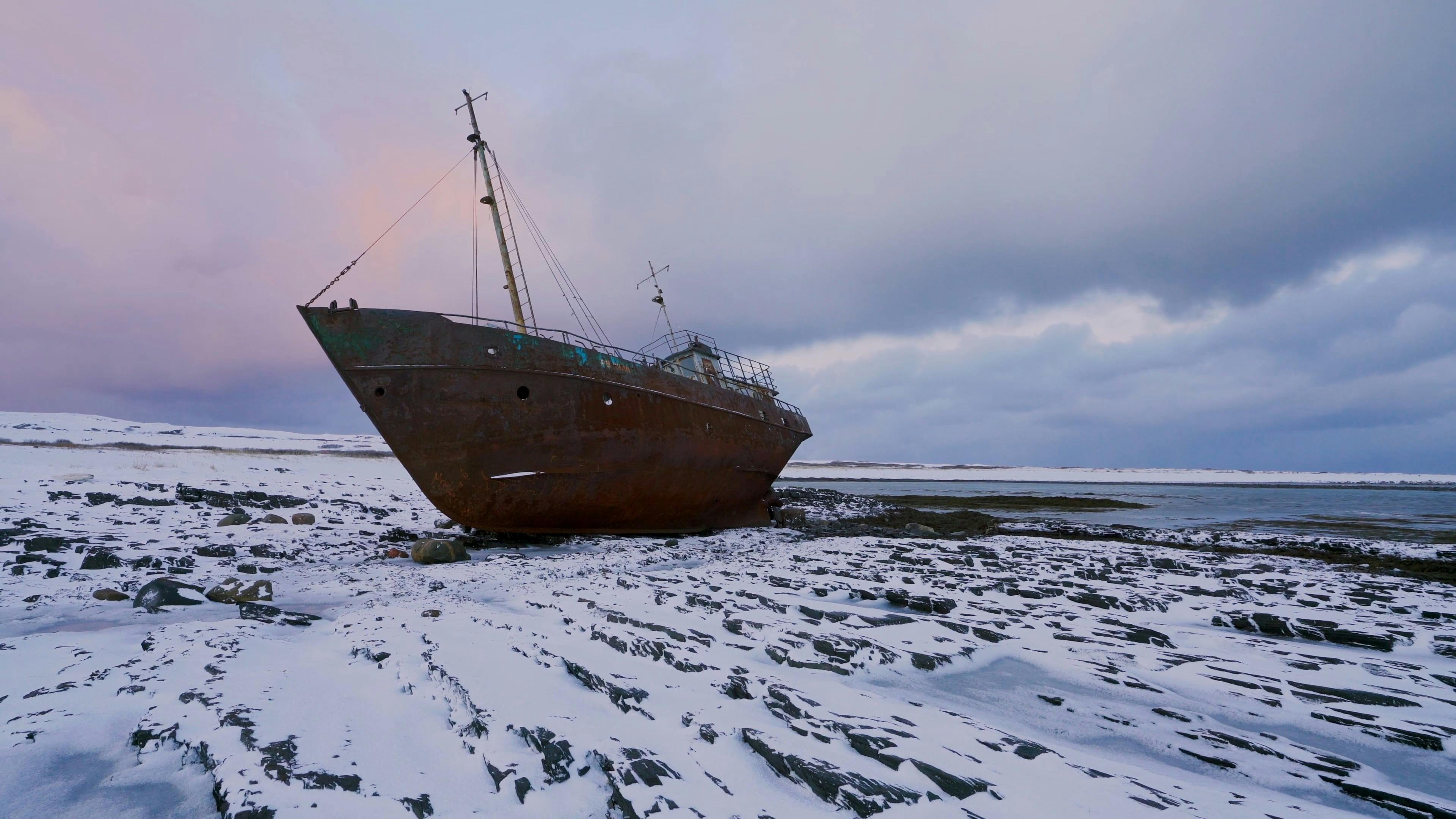 A Ship on the Snow · Free Stock Video