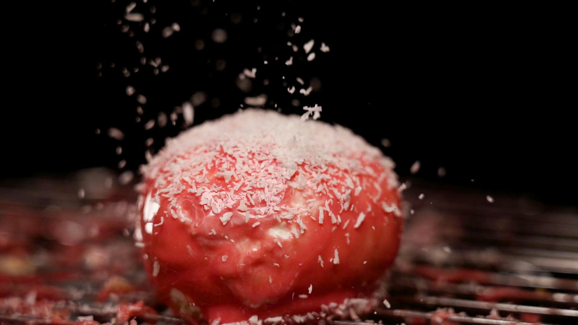 Coconut Sprinkles on Red Dessert · Free Stock Video