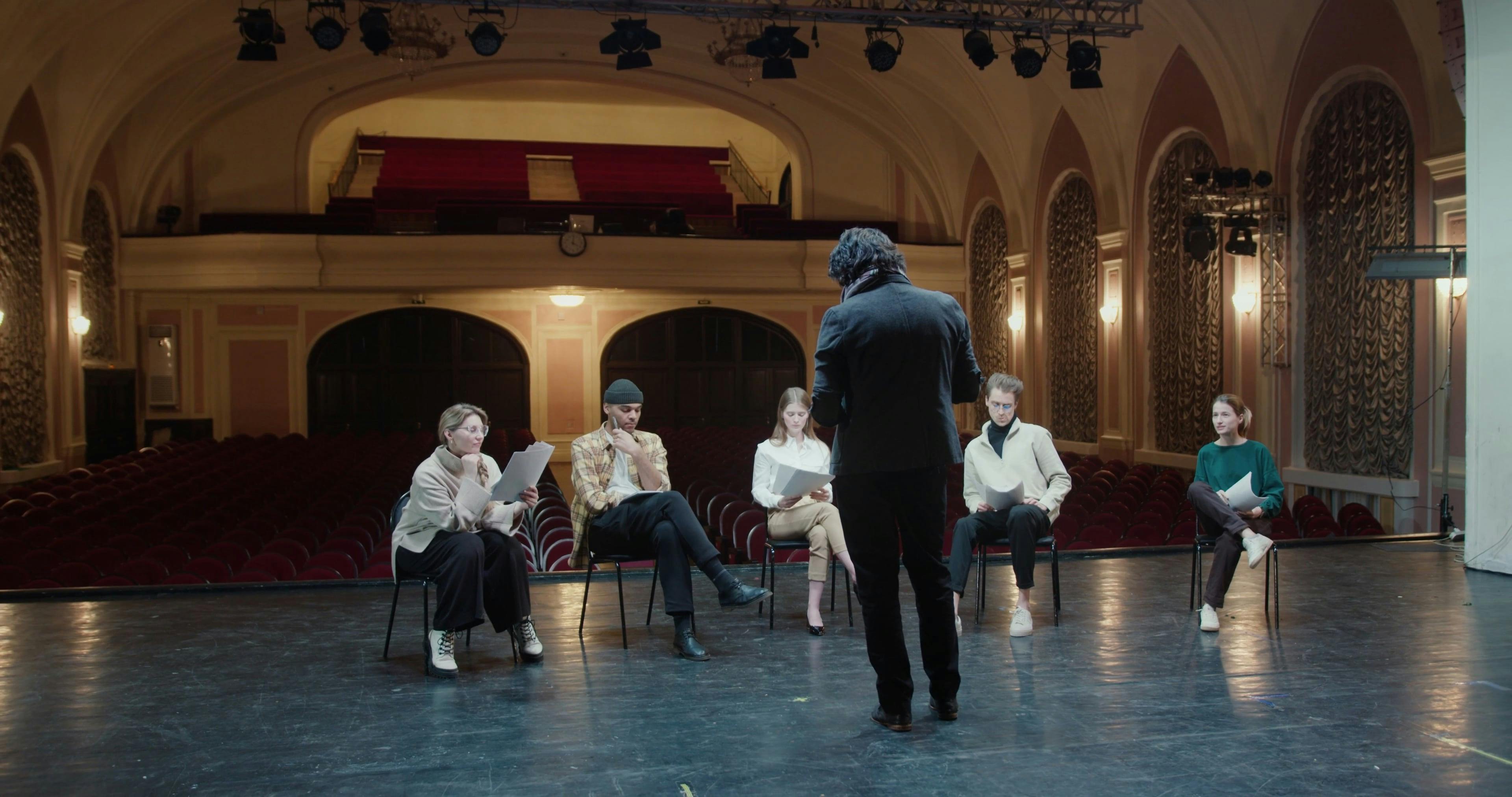 The Stage Director Supervising The Casts Meeting Free Stock Video ...