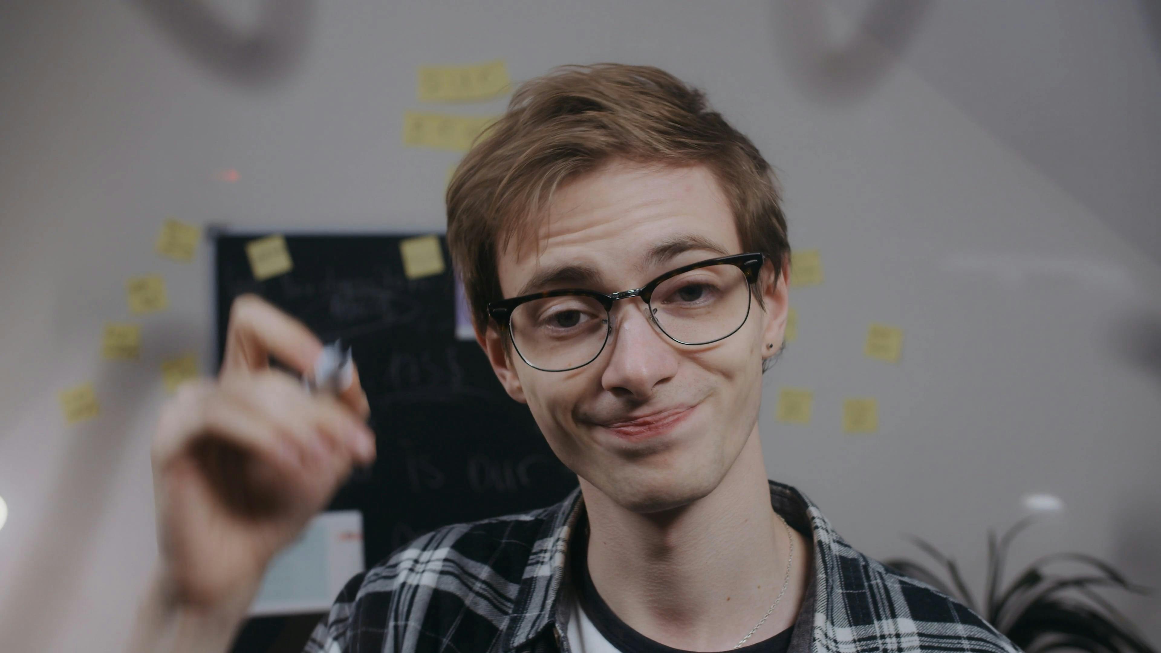 Frustrated Man Writing on Glass Wall with Marker Free Stock Video ...